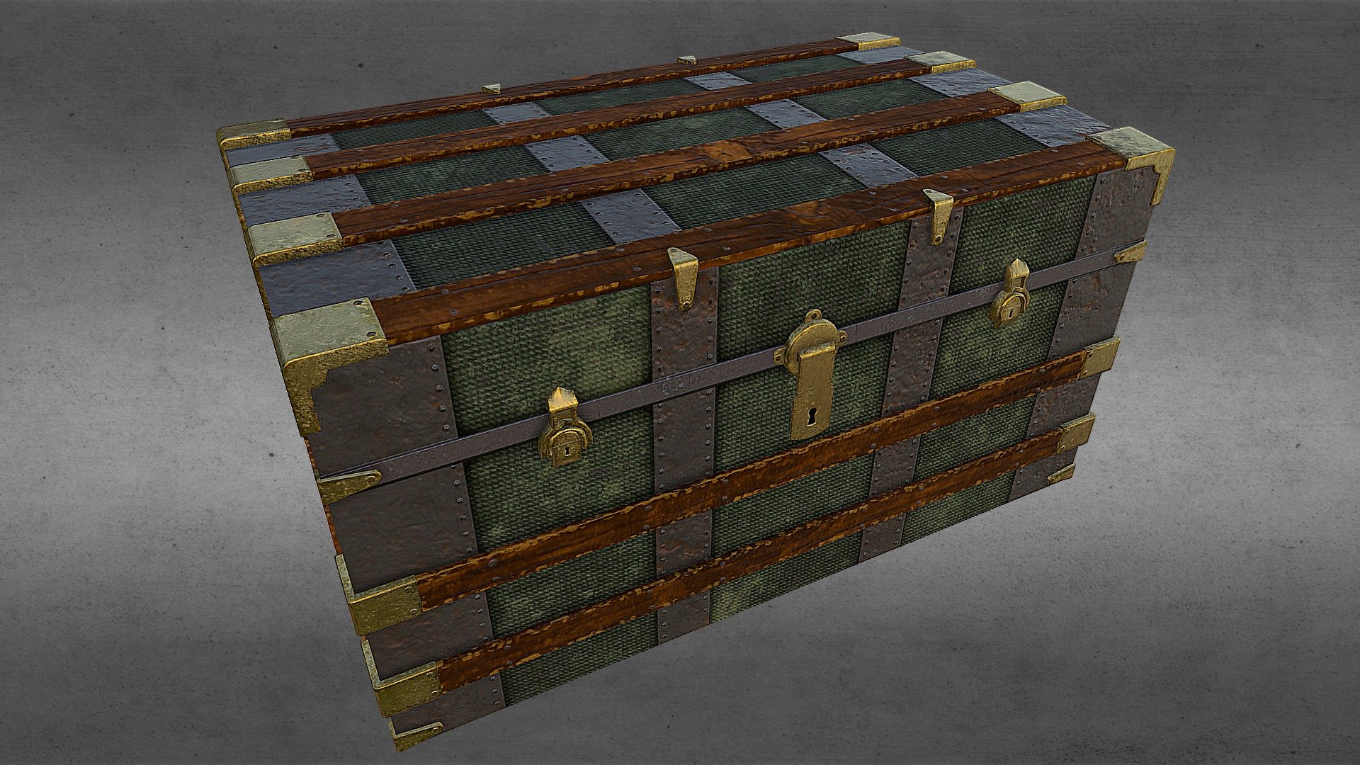 19th Century Steamer Trunk - 3D model by mjmwinkler [5434758] - Sketchfab