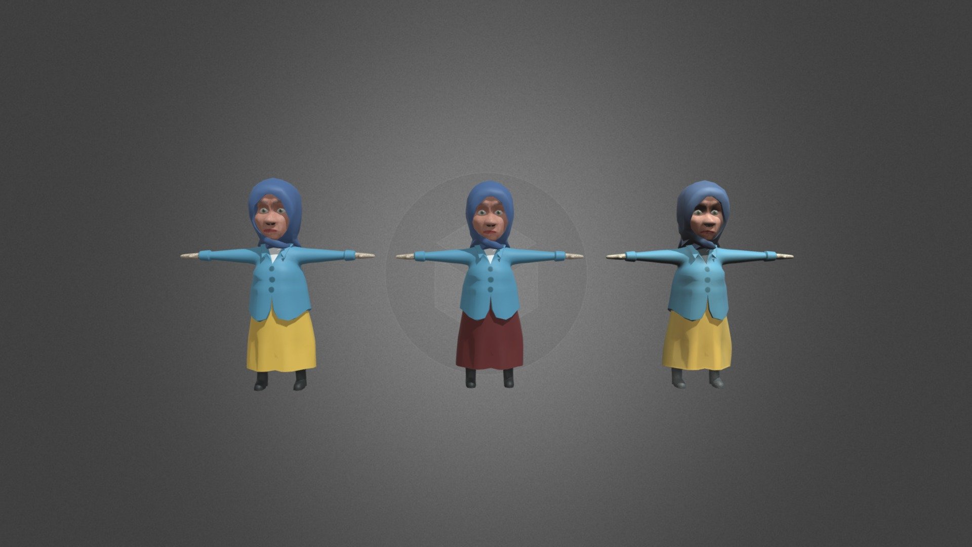 Grandmother character 3D - low poly old woman - 3D model by VinAlex ...