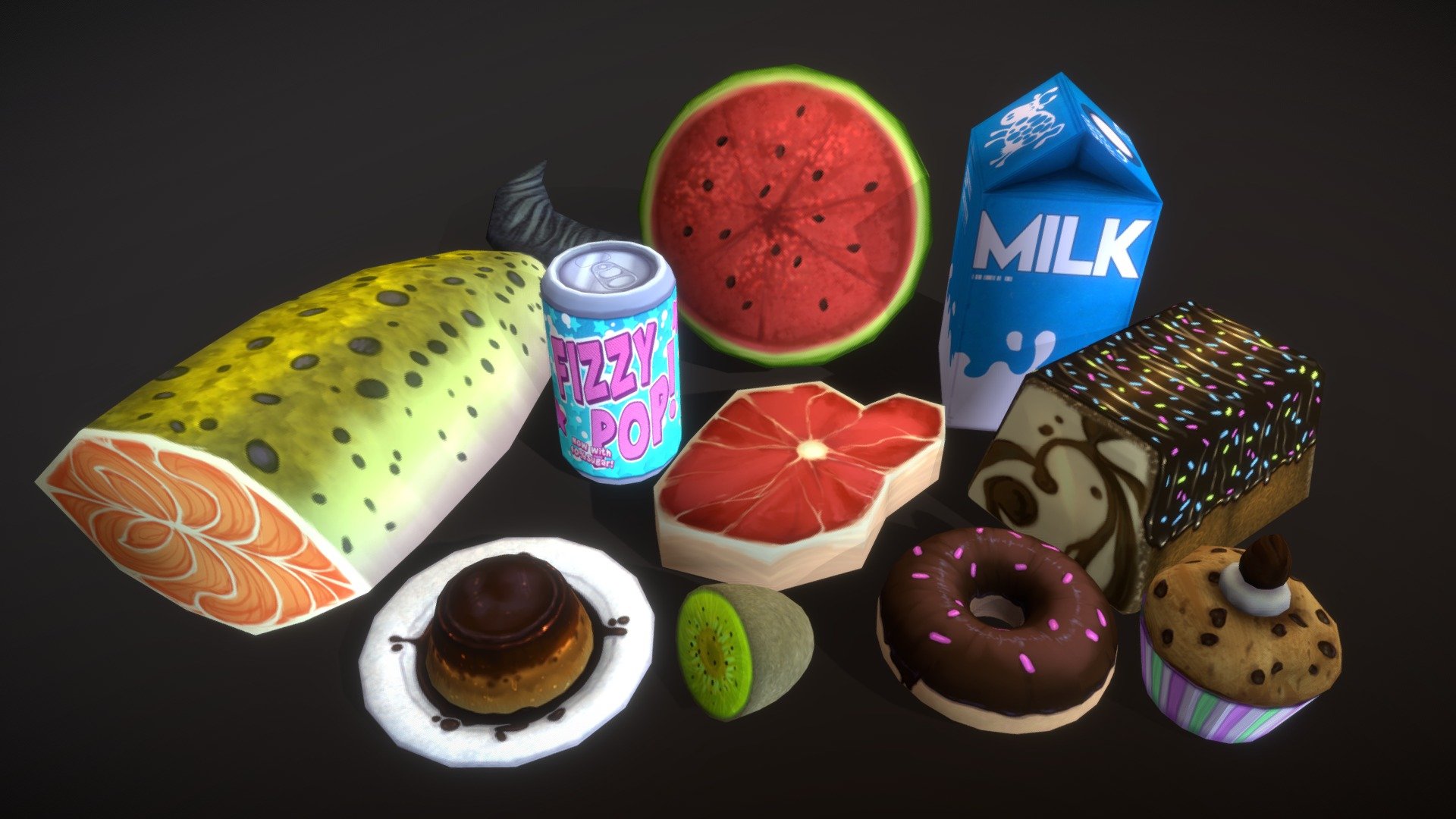 Low Poly Handpainted FoodStuffs - 3D model by swimclubdunk [5449c78 ...