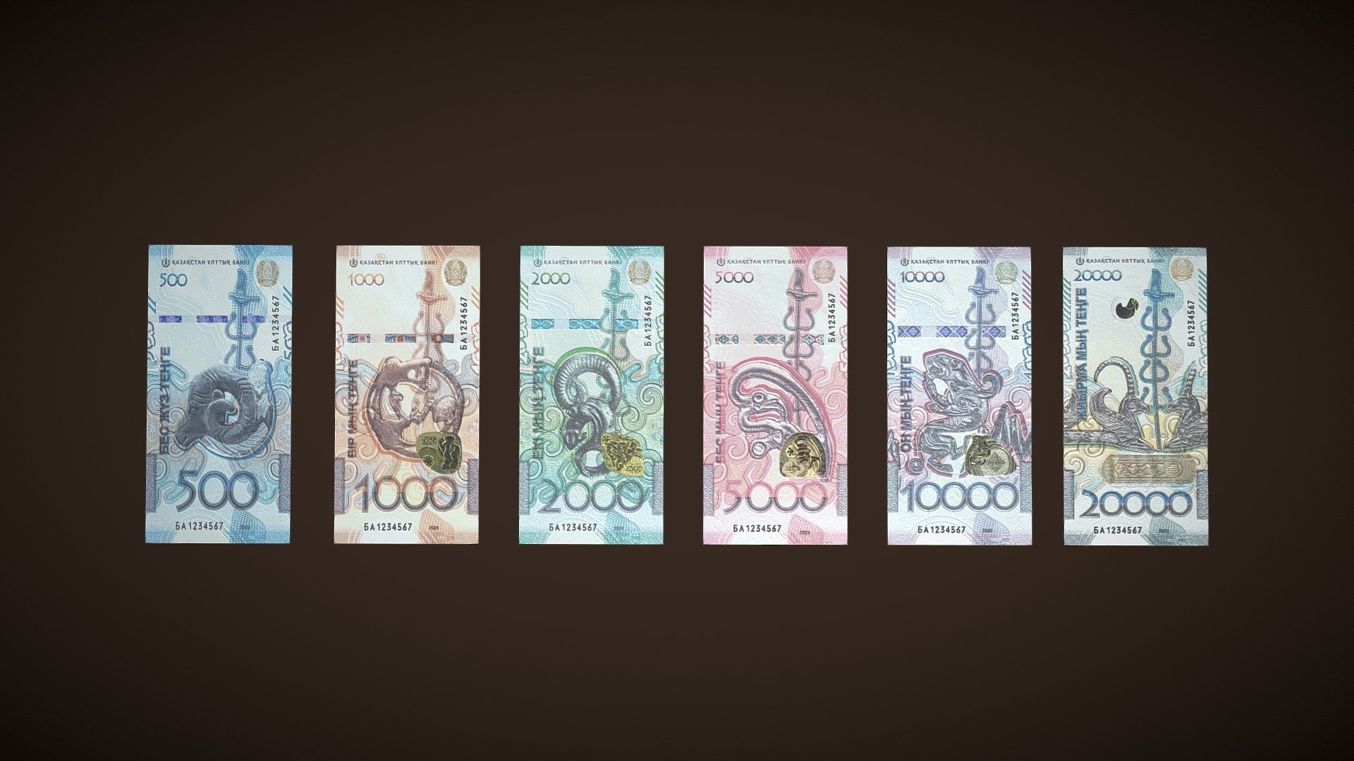 New Tenge Banknotes (The Saka style) - Download Free 3D model by adba ...