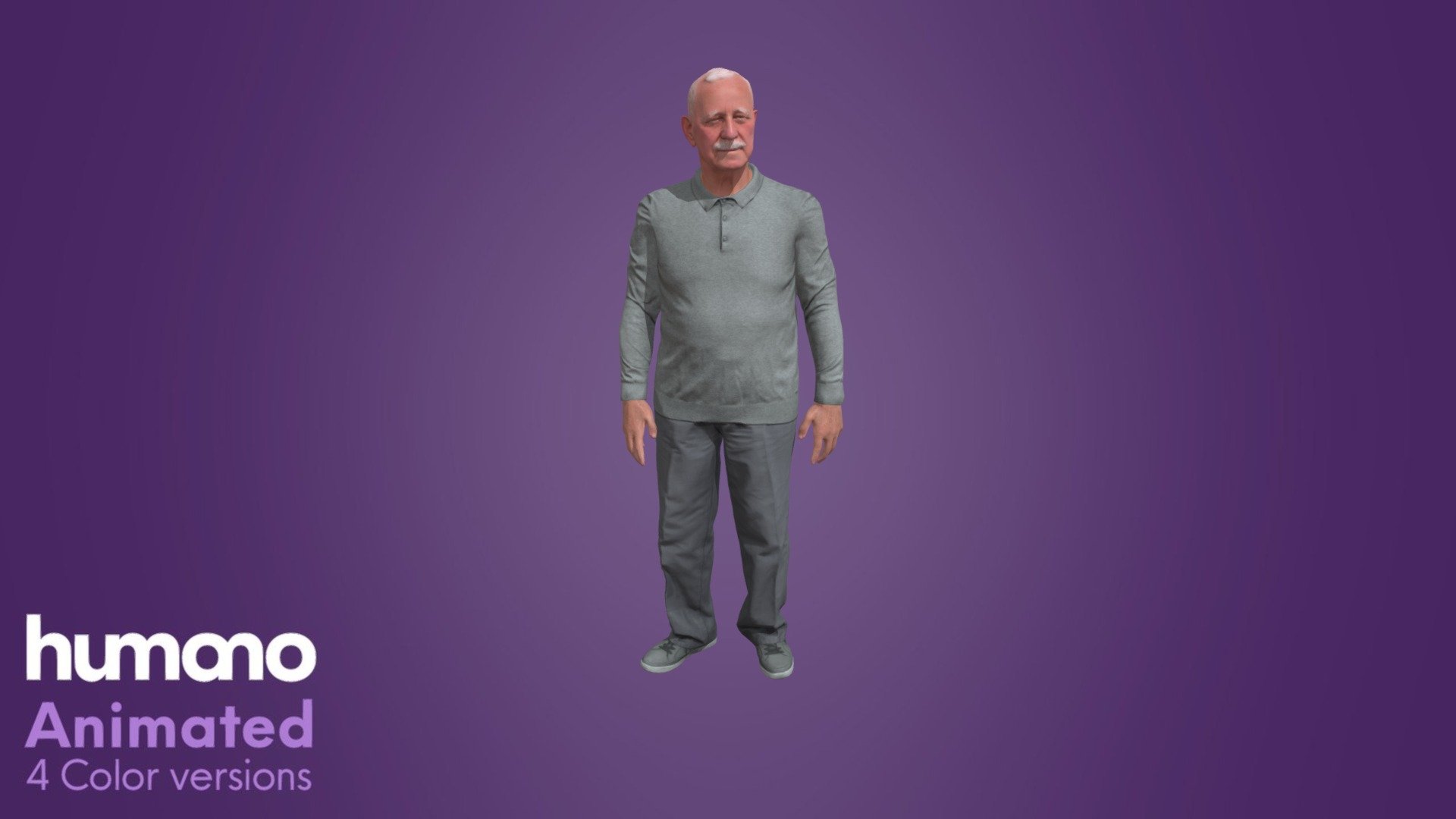 Animated Senior Man Standing Idle 0199-SI2 - Buy Royalty Free 3D model ...