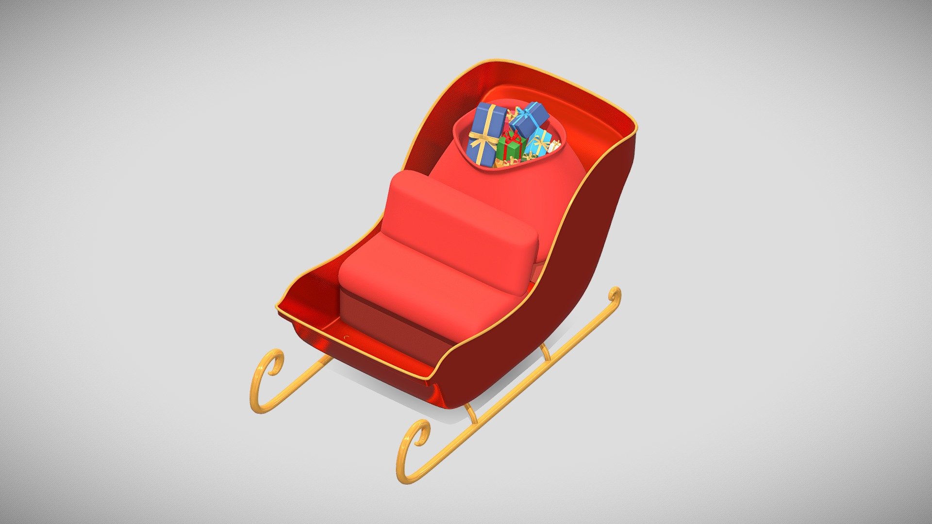 Sleigh Christmas - 3D low-poly model - Buy Royalty Free 3D model by ...