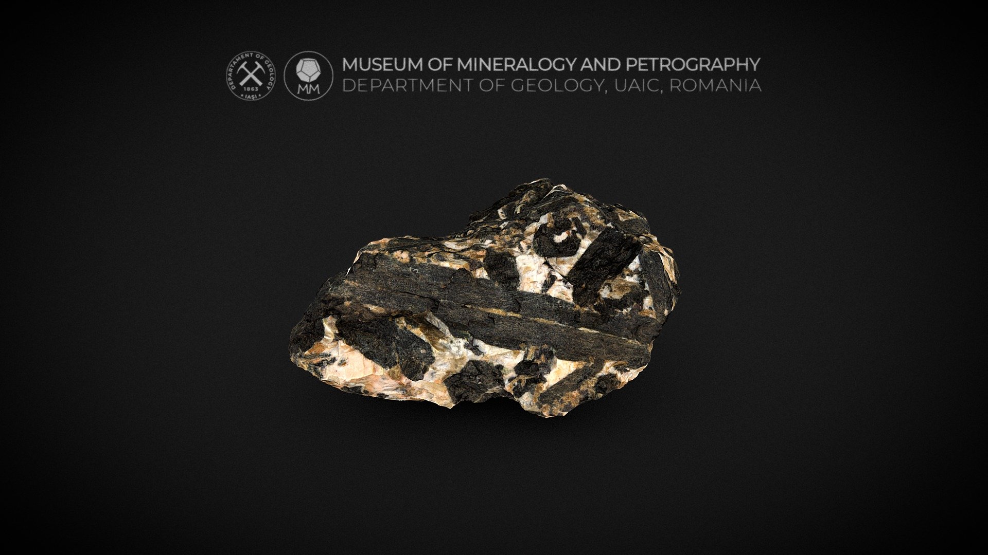 Tourmaline (Schorl) crystals on Pegmatite matrix - 3D model by Museum ...