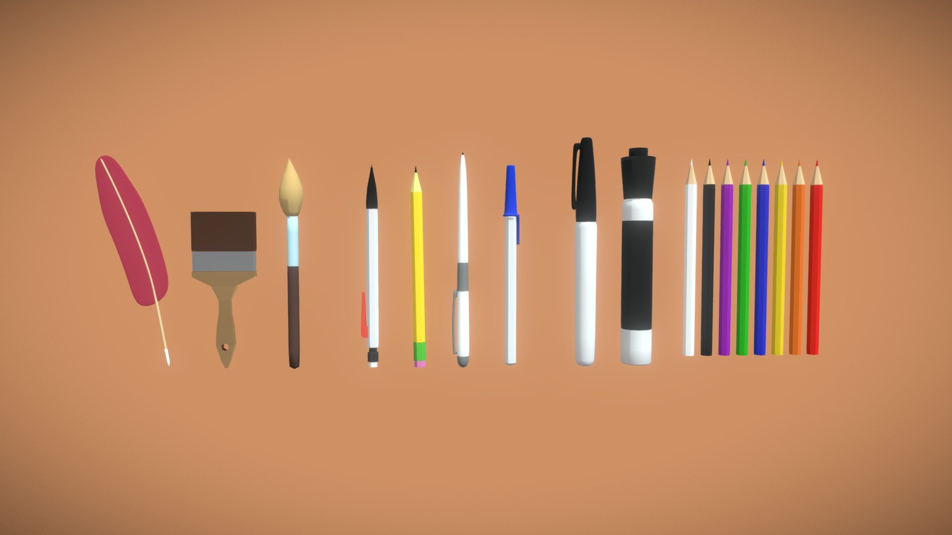Common Writing Utensils Asset Pack - Download Free 3D model by ...