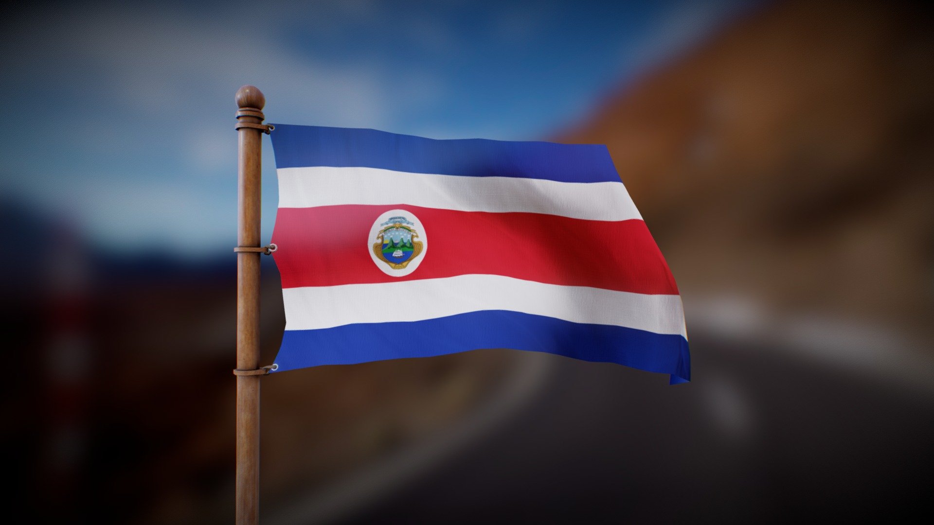 Flag of Costa Rica - Wind Animated loop - Buy Royalty Free 3D model by ...