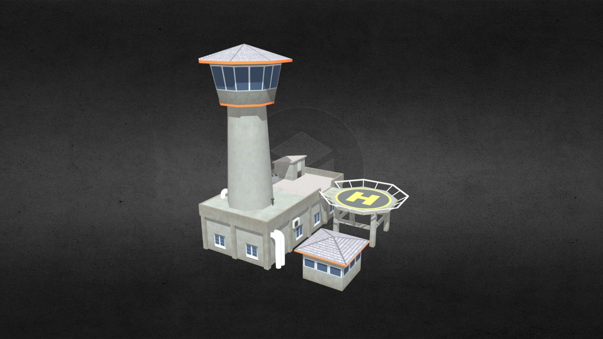 Air Traffic Control Tower - 3D model by nuralam018 [5493bcc] - Sketchfab