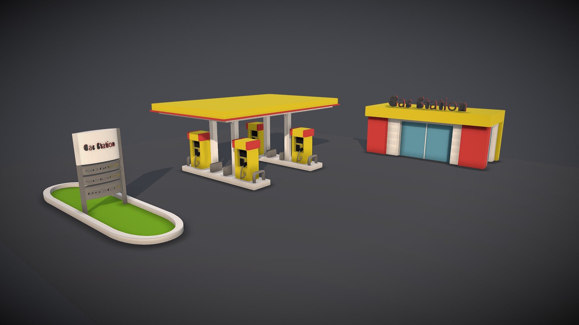 Low-Poly Gas Station - Buy Royalty Free 3D model by Incod ART 3D ...
