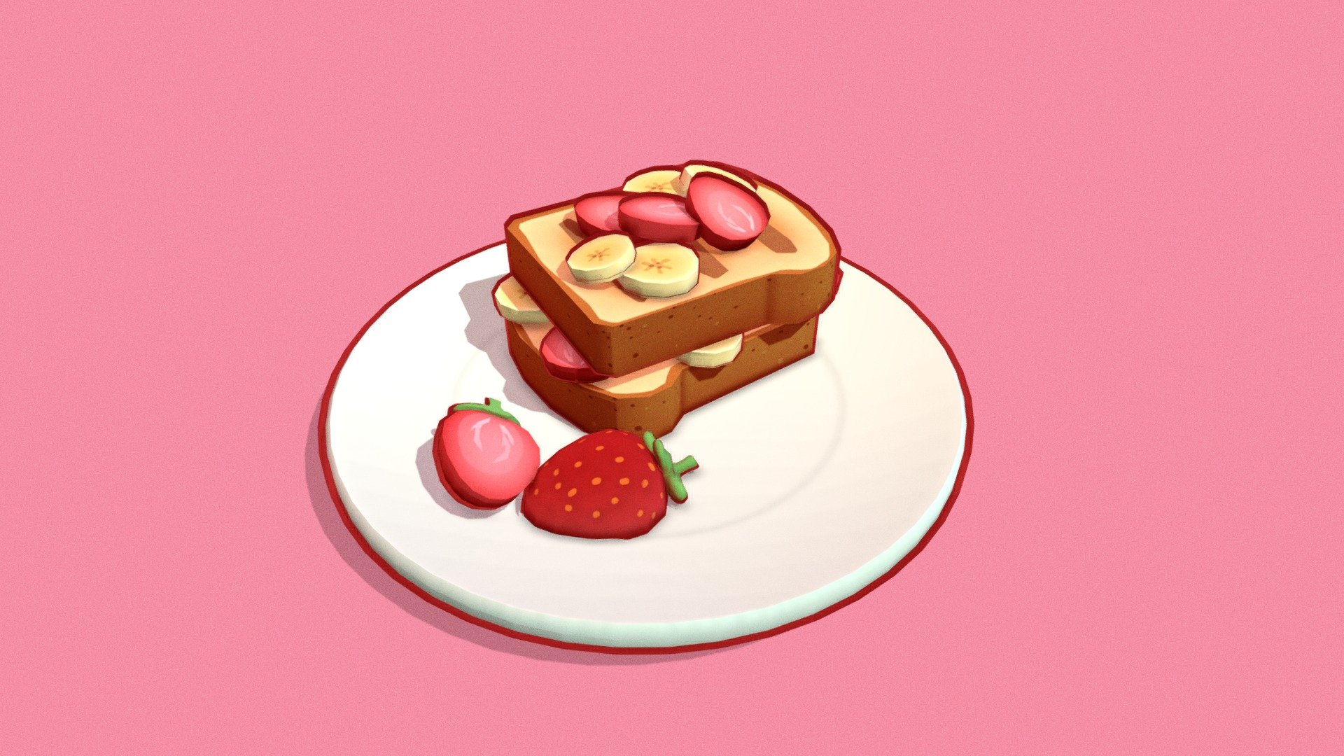 Strawberry Toast - 3D model by Cokatieki (@Nerakess) [54a2915] - Sketchfab