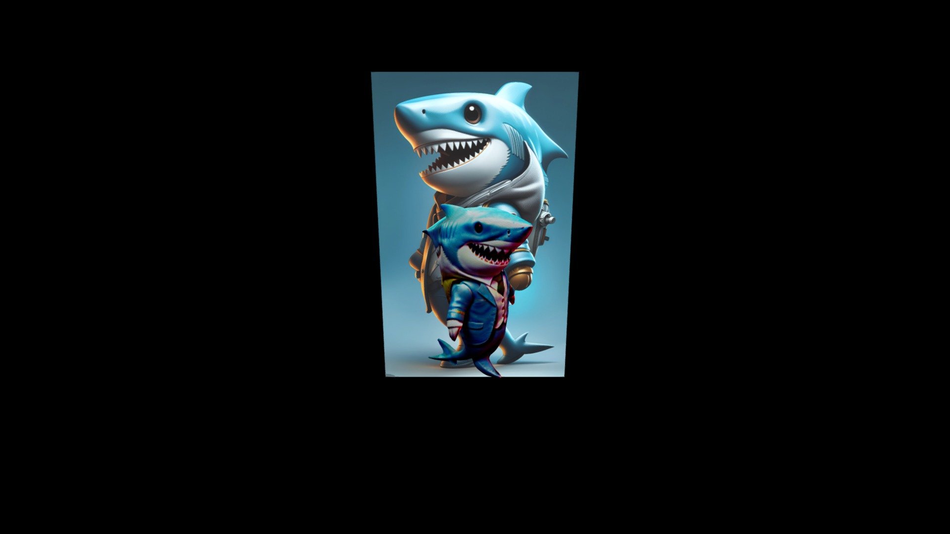 cartoon shark with a gun in its mouth and a jack - Download Free 3D ...