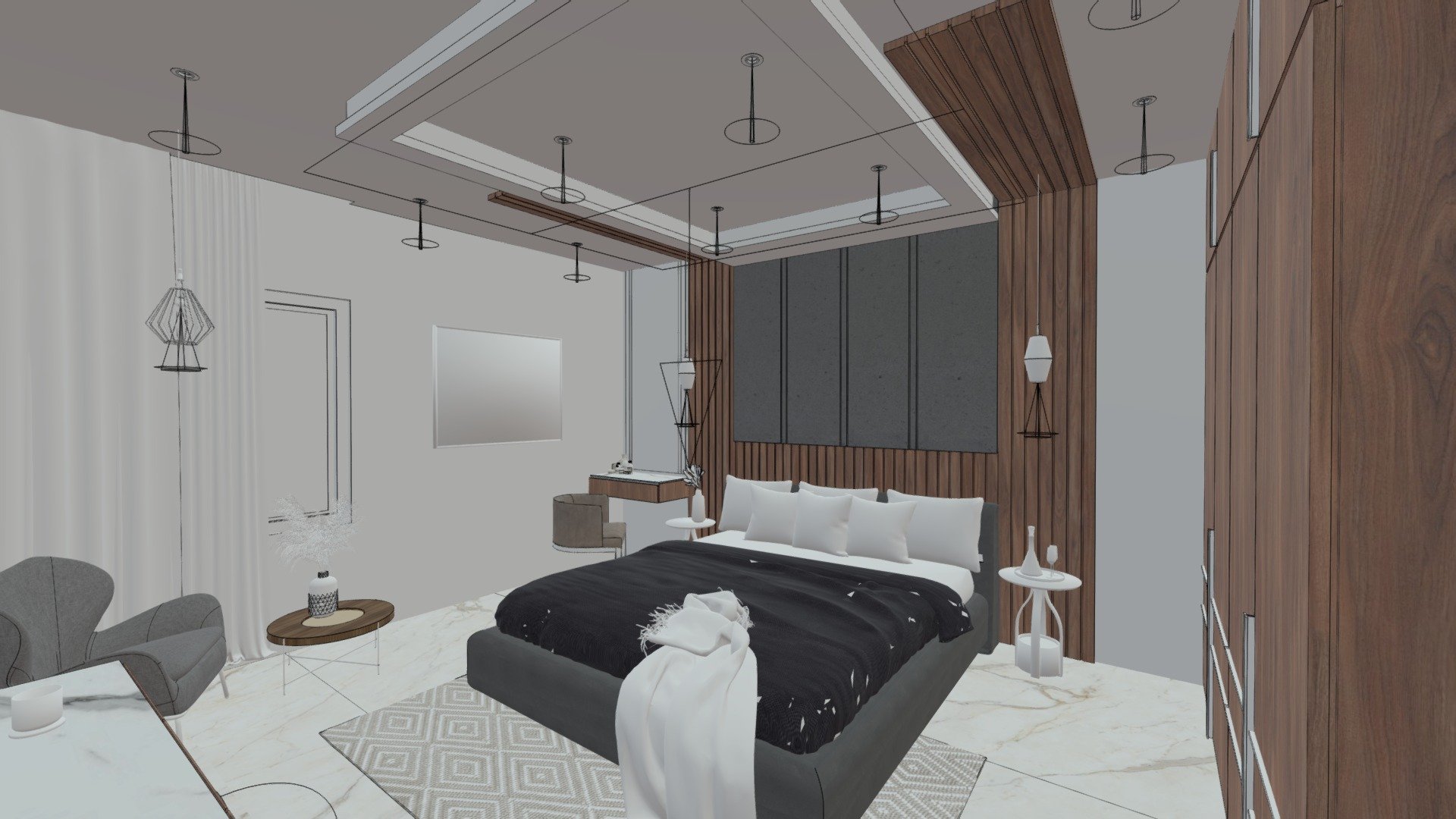 Master Bedroom Interiors - 3D model by createwithkp [54c352d] - Sketchfab