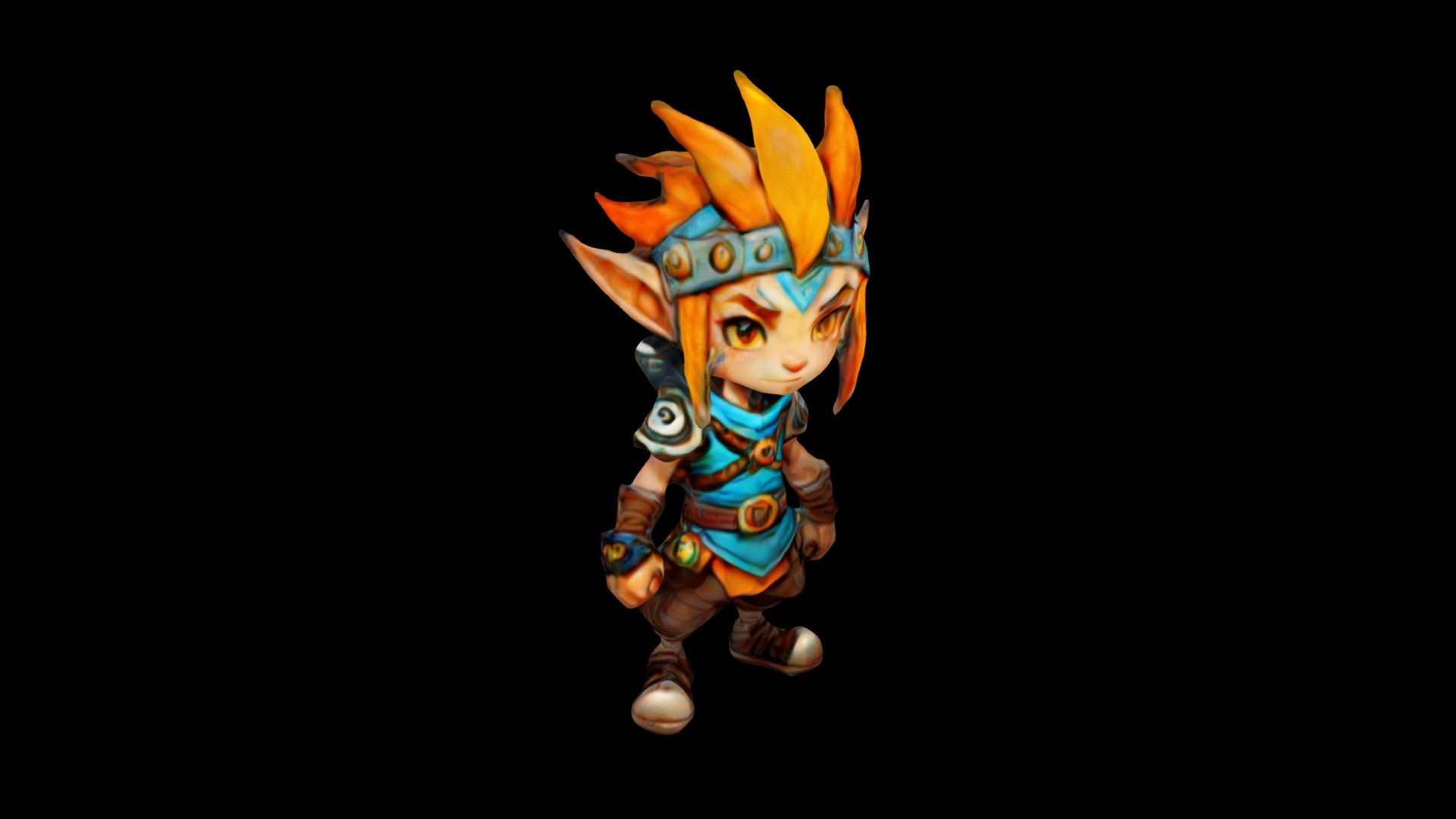 a cartoon elf warrior the elf has orange hair an - Download Free 3D ...