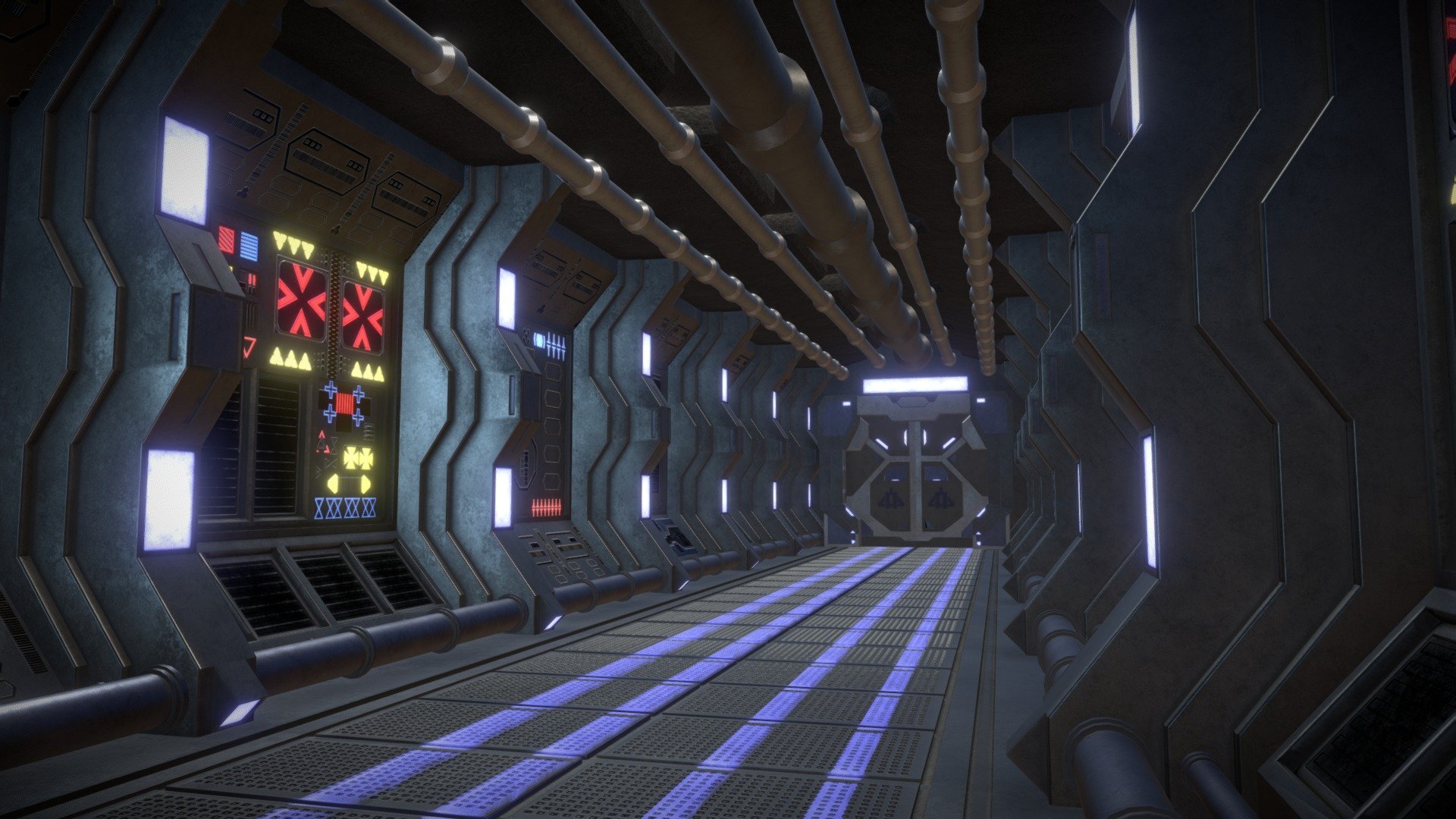 Sci-Fi Shuttle Bay Corridor 6 - 3D model by Foggy_123 [54d6401] - Sketchfab