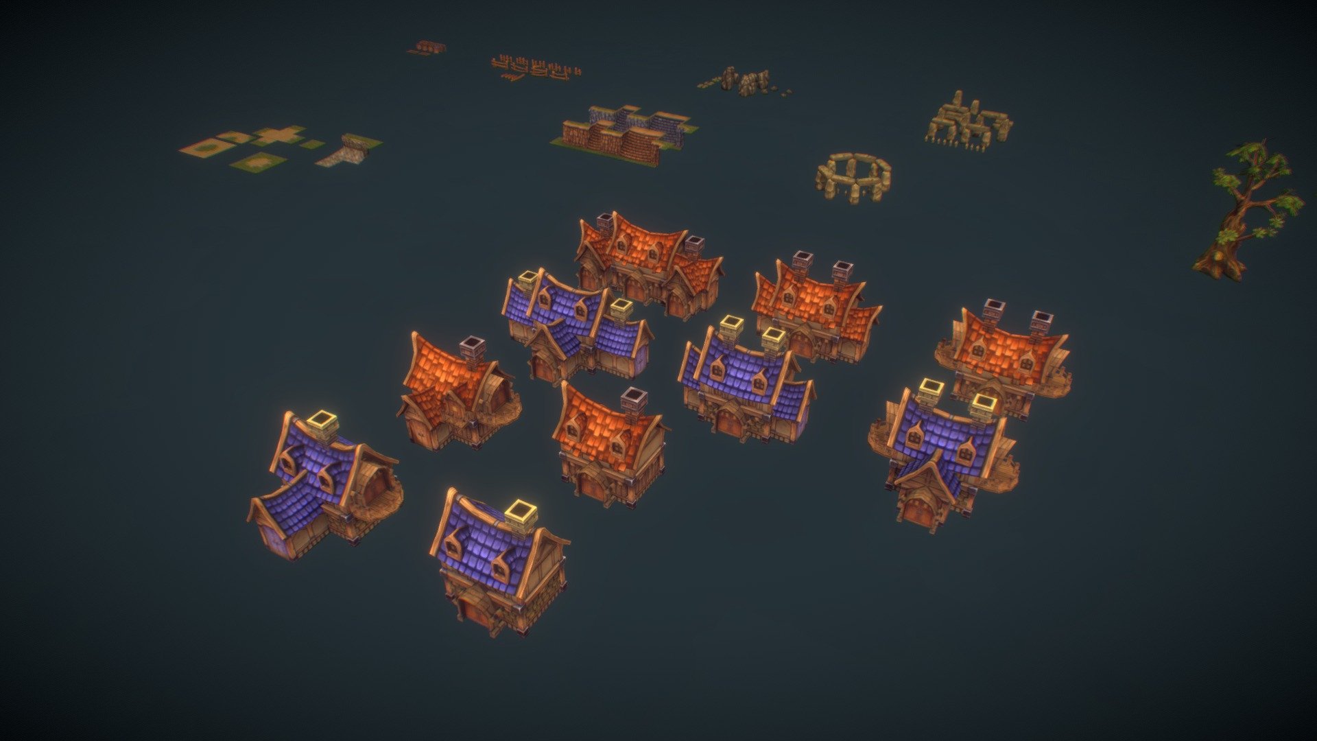 Fantasy Level Set All Parts - Hand Painted - 3D model by BitGem ...