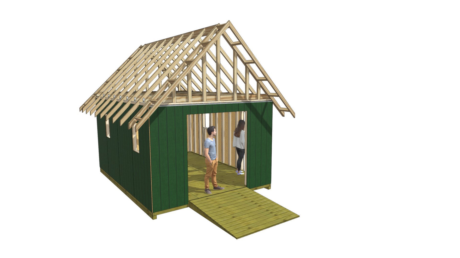 12x16 Gable 12/12 Roof Pitch - 3D model by shedking [54e8d45] - Sketchfab