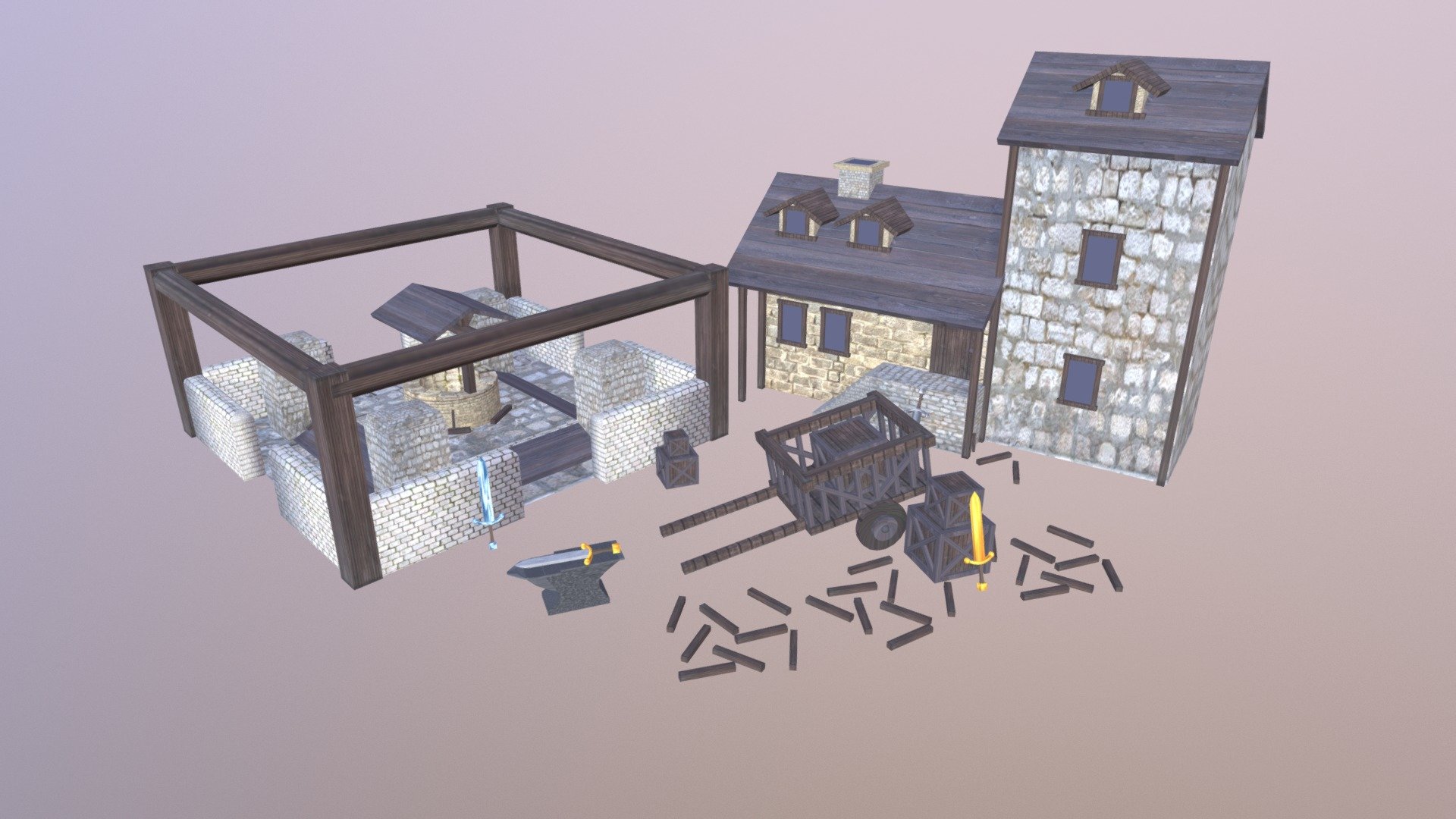 Medieval Town Sample - Download Free 3D model by LKPulse17 [54ef02f ...