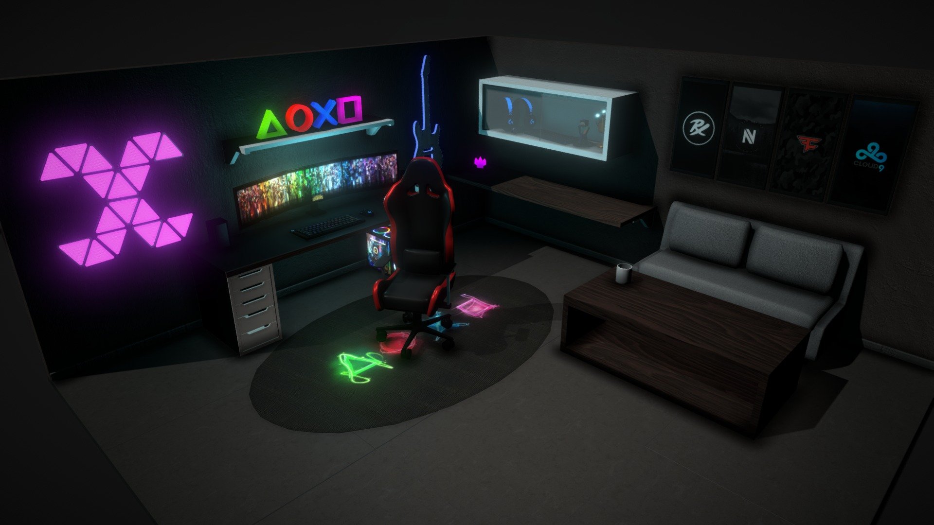 Gaming Room - 3D model by Earl (@EarlCastillo) [54f3297] - Sketchfab