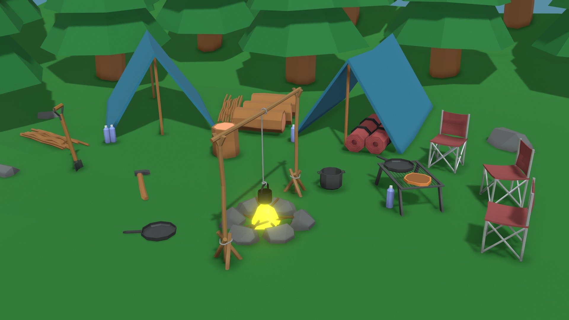 Camping Low Poly Pack - Buy Royalty Free 3D model by Bundem Games ...