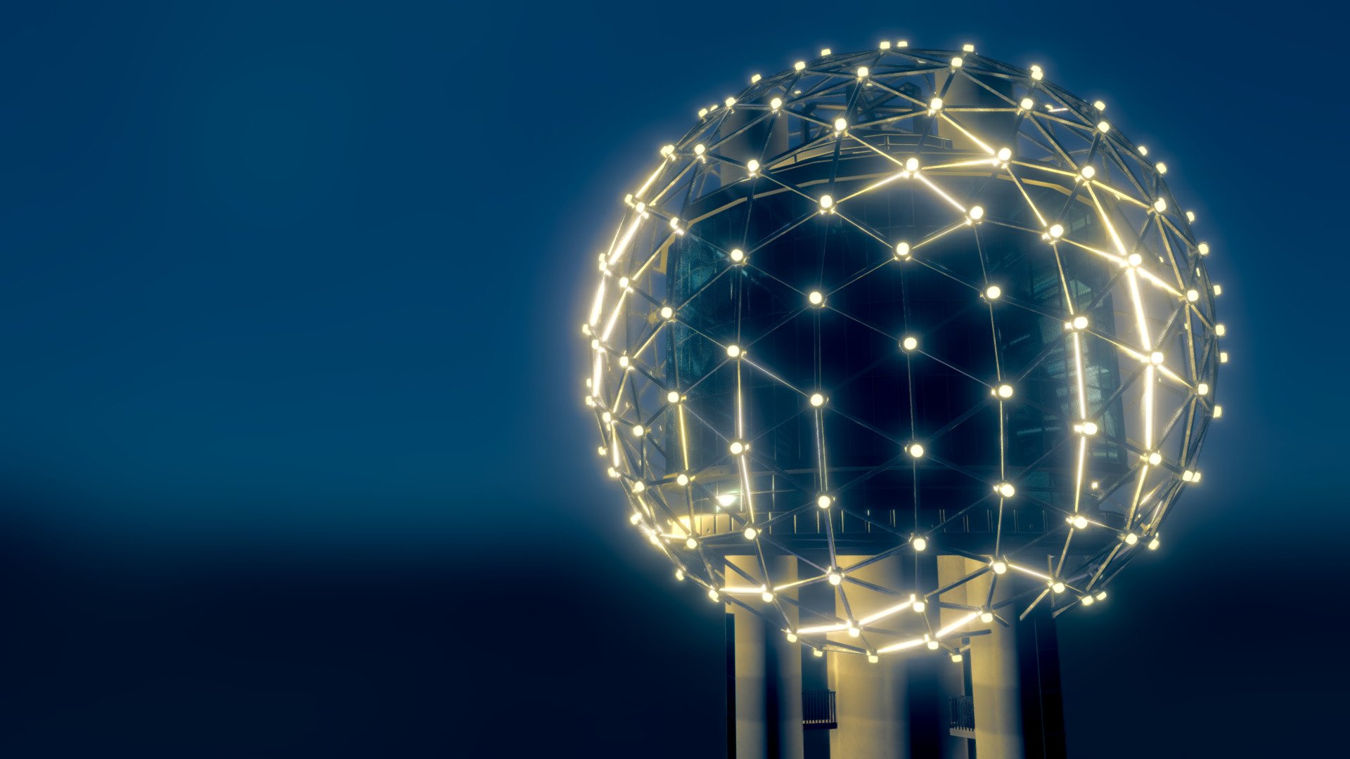 Reunion Tower "The Ball" from Dallas, TX (Night) - 3D model by Connor R ...