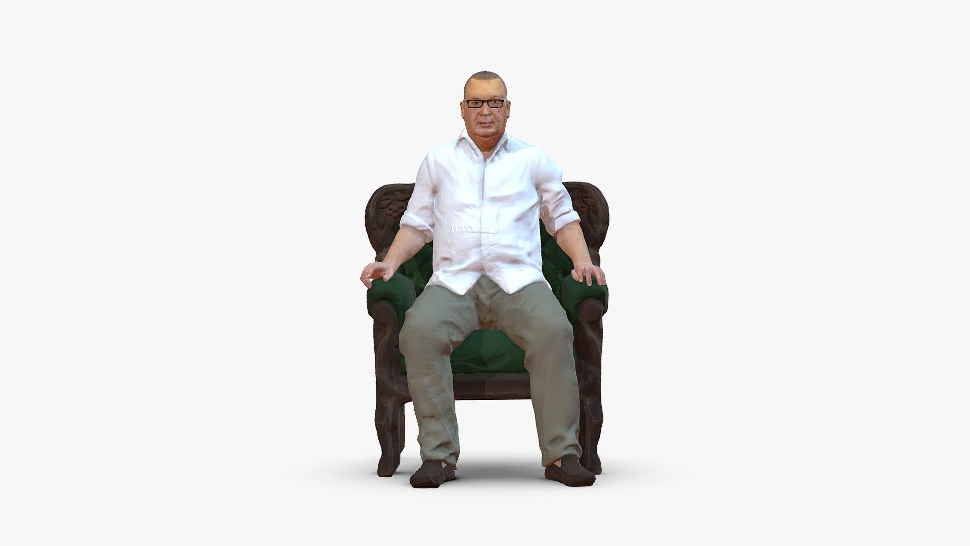 Elderly man sitting in a chair 0269 - Buy Royalty Free 3D model by ...