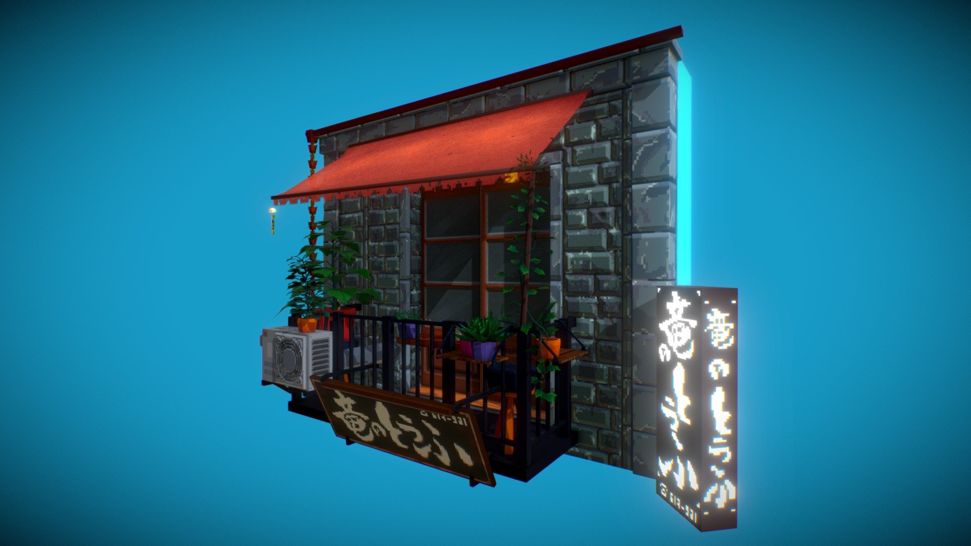 3D Pixel Art - 2nd Floor Japanese Balcony - 3D model by FoG Ryû ...