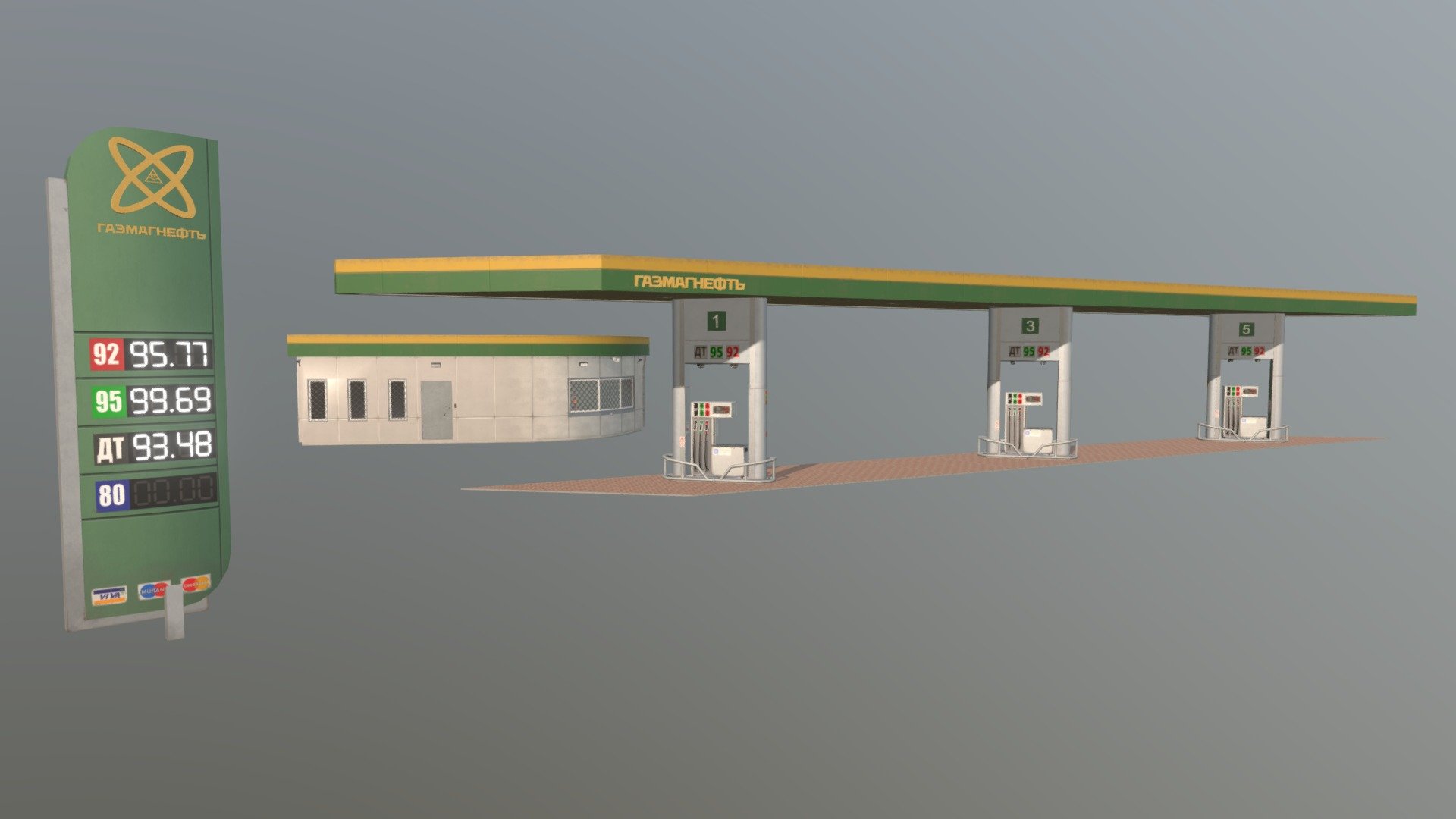 Russian Gas Station 2000's (game ready) - Download Free 3D model by ...