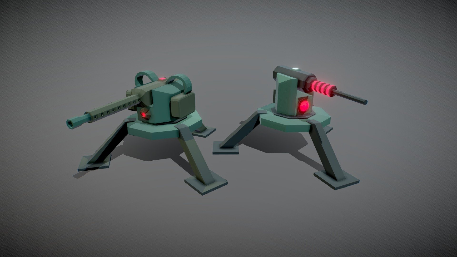 Turret - Laser and MG - Low Poly - 3D model by Roughnerds Studios ...