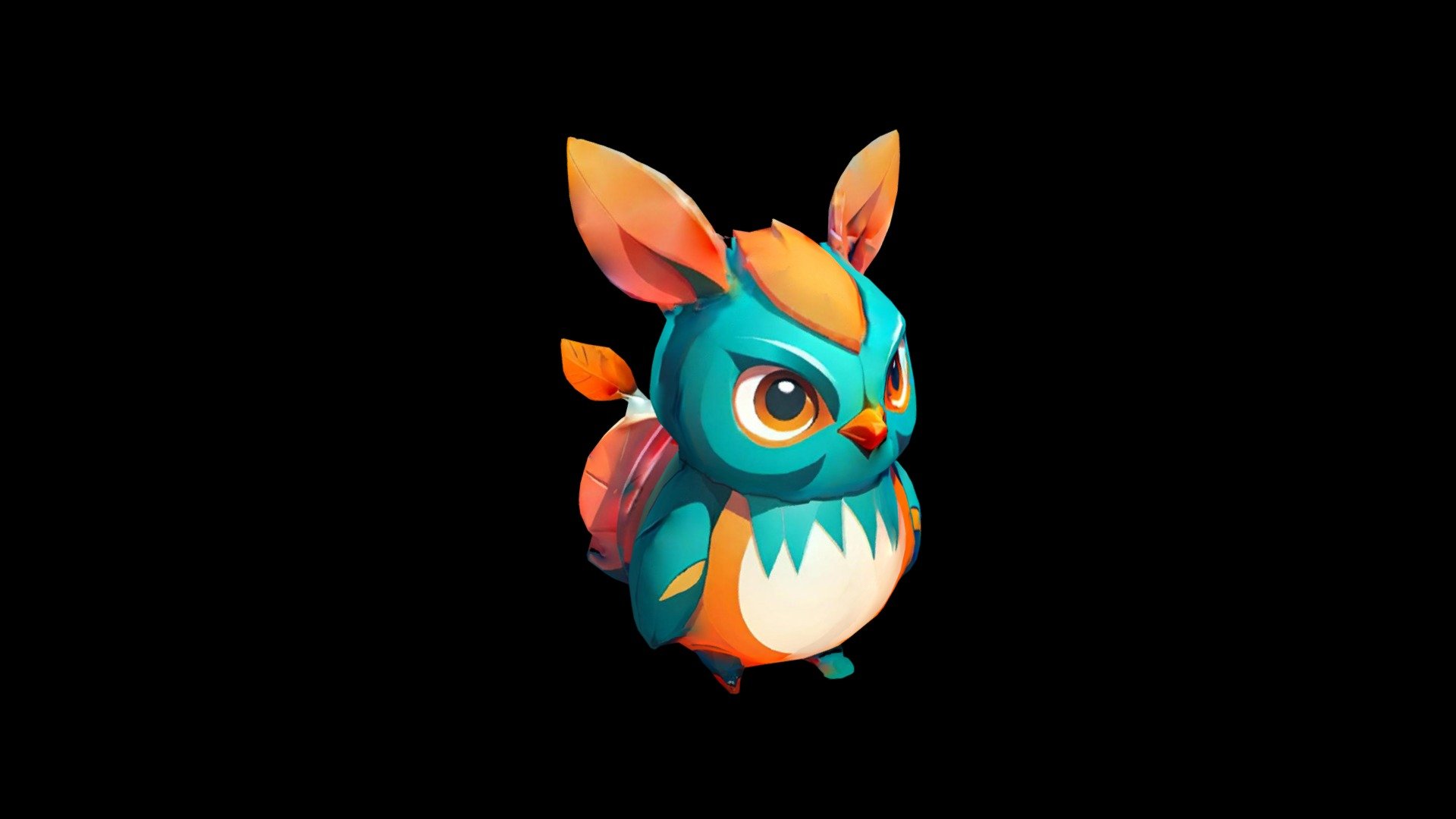A cartoon illustration of a cute, blue and orang - Download Free 3D ...