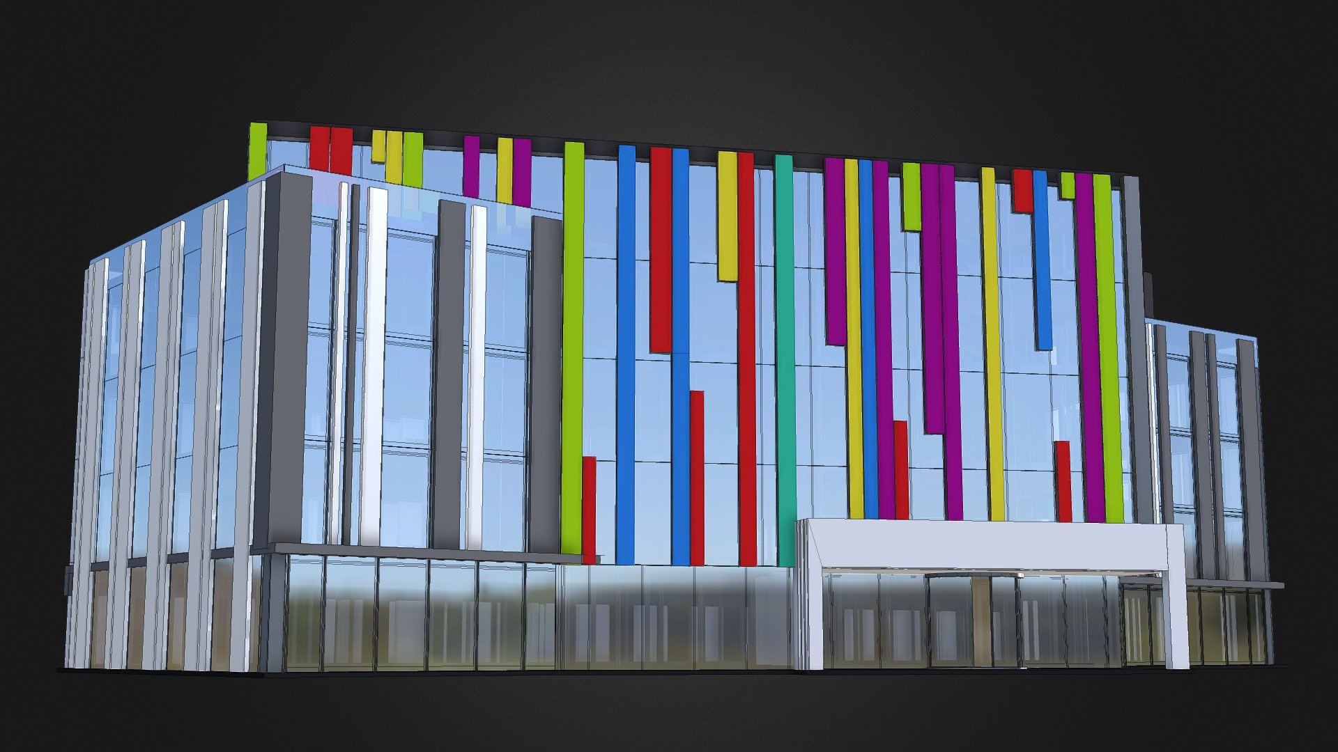 Office Building With Colored Panels - 3D model by mirzaev3d [55752bd ...