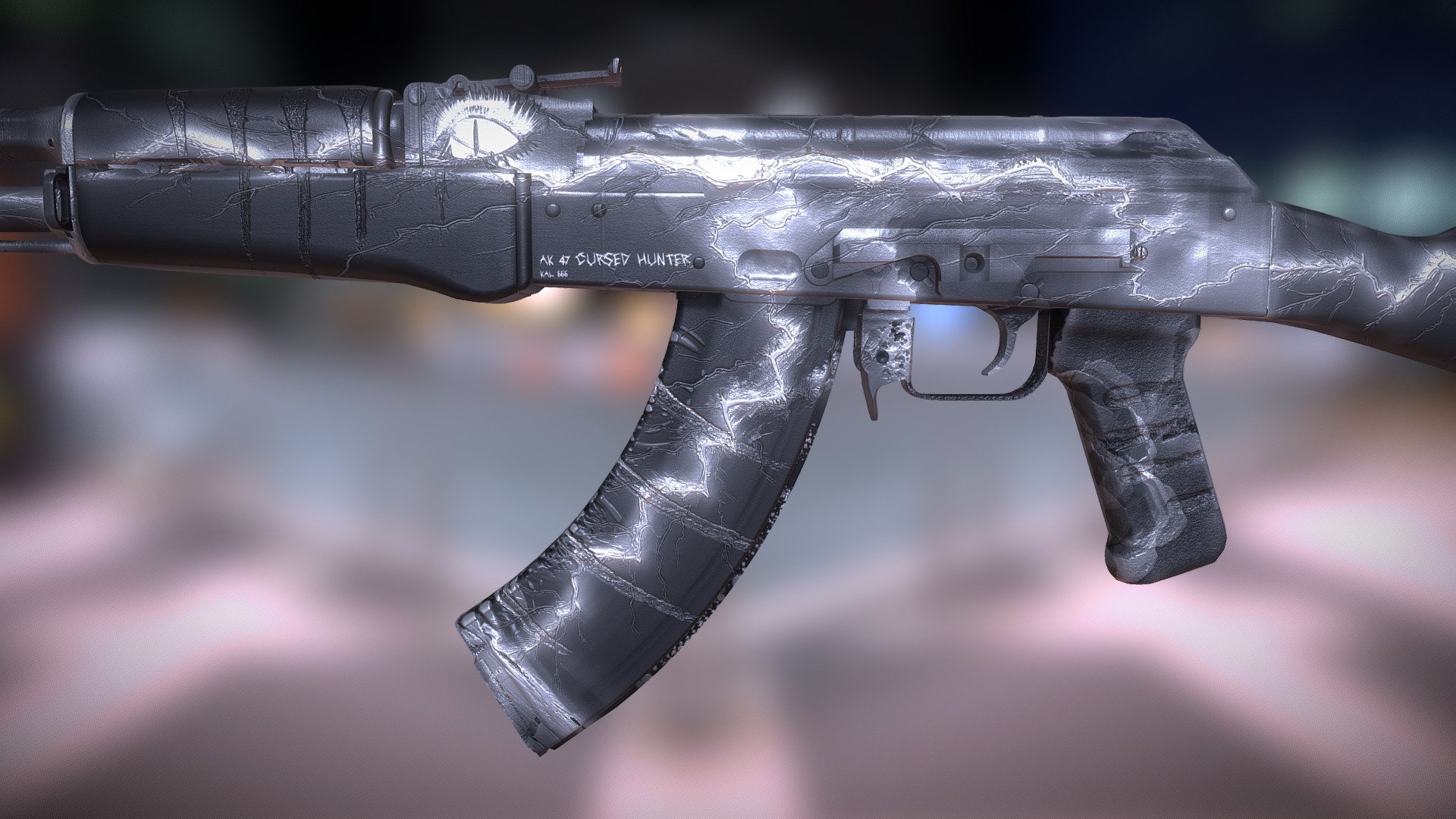 Counter Strike 2 SKIN: AK-47 "CURSED HUNTER" - 3D model by SEBASTOPOWER [558ead8] - Sketchfab