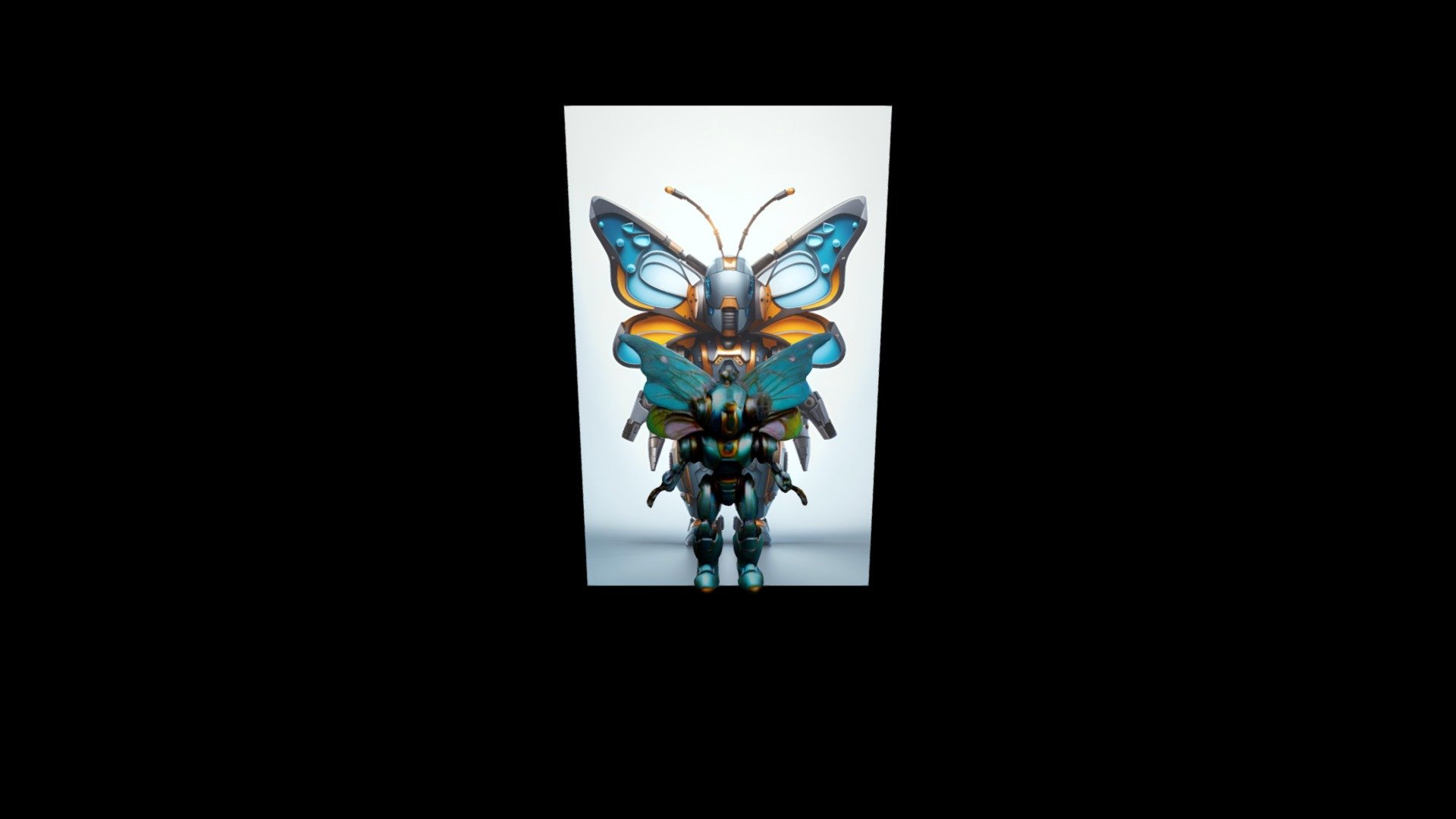 a close up of a robot with a butterfly wings on - Download Free 3D ...