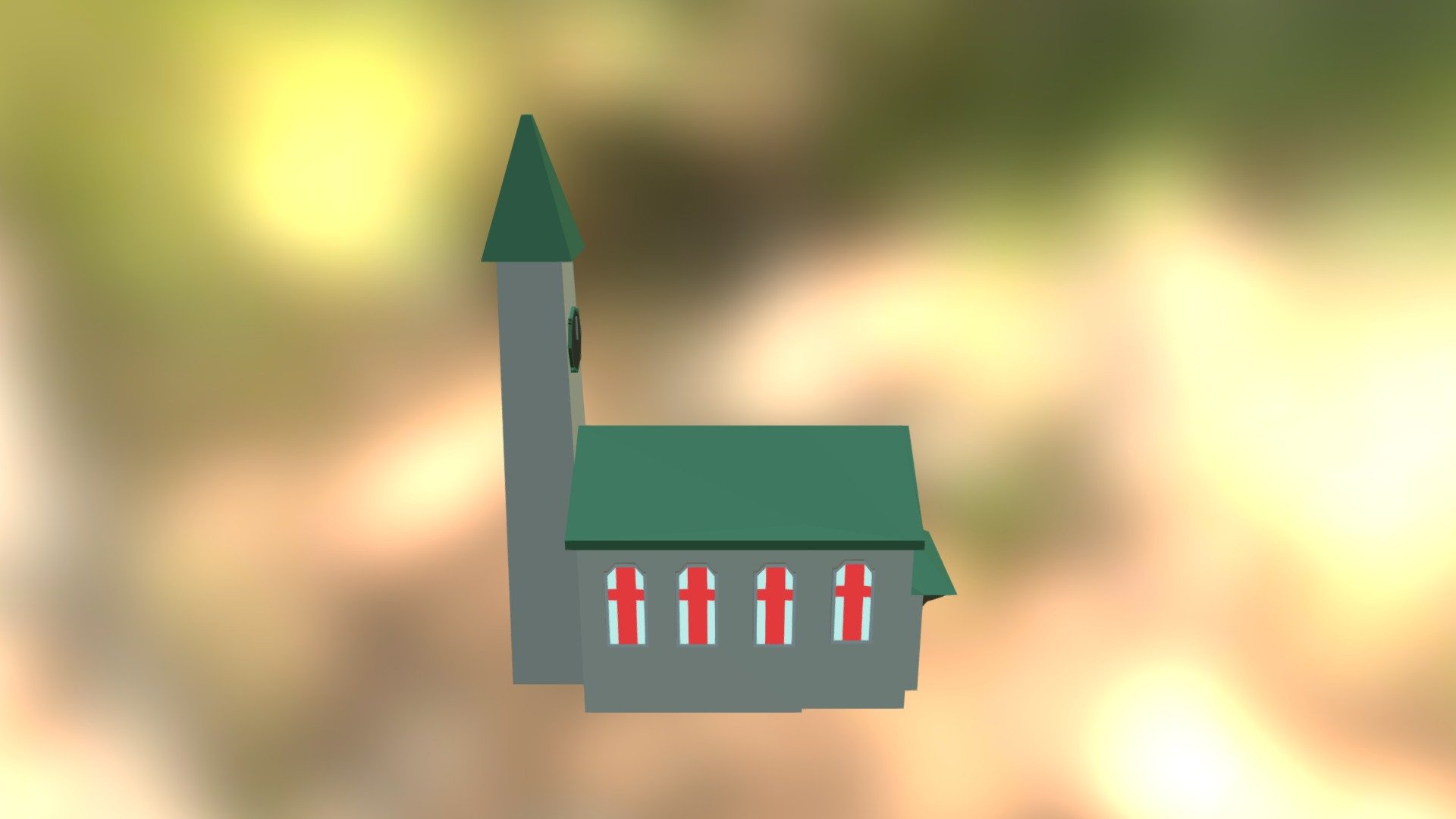 Churchwith Clock - 3D model by trandahl [559aba0] - Sketchfab