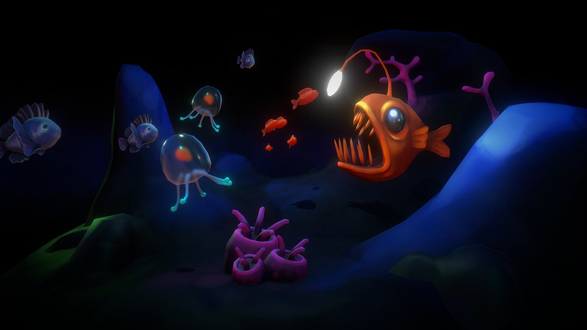 Low Poly Deep Sea - 3D model by rosiejarvis [55a6c7b] - Sketchfab