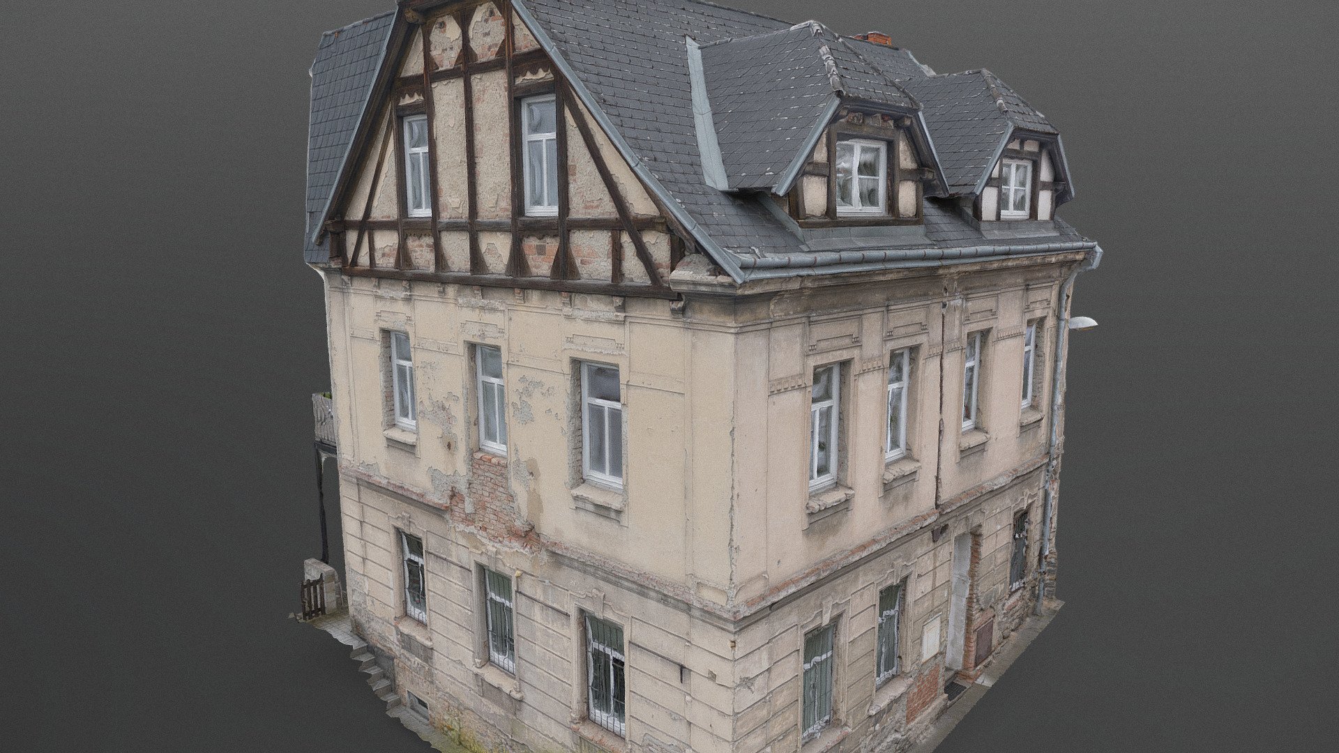 Half-timbered house ruin - Buy Royalty Free 3D model by matousekfoto ...