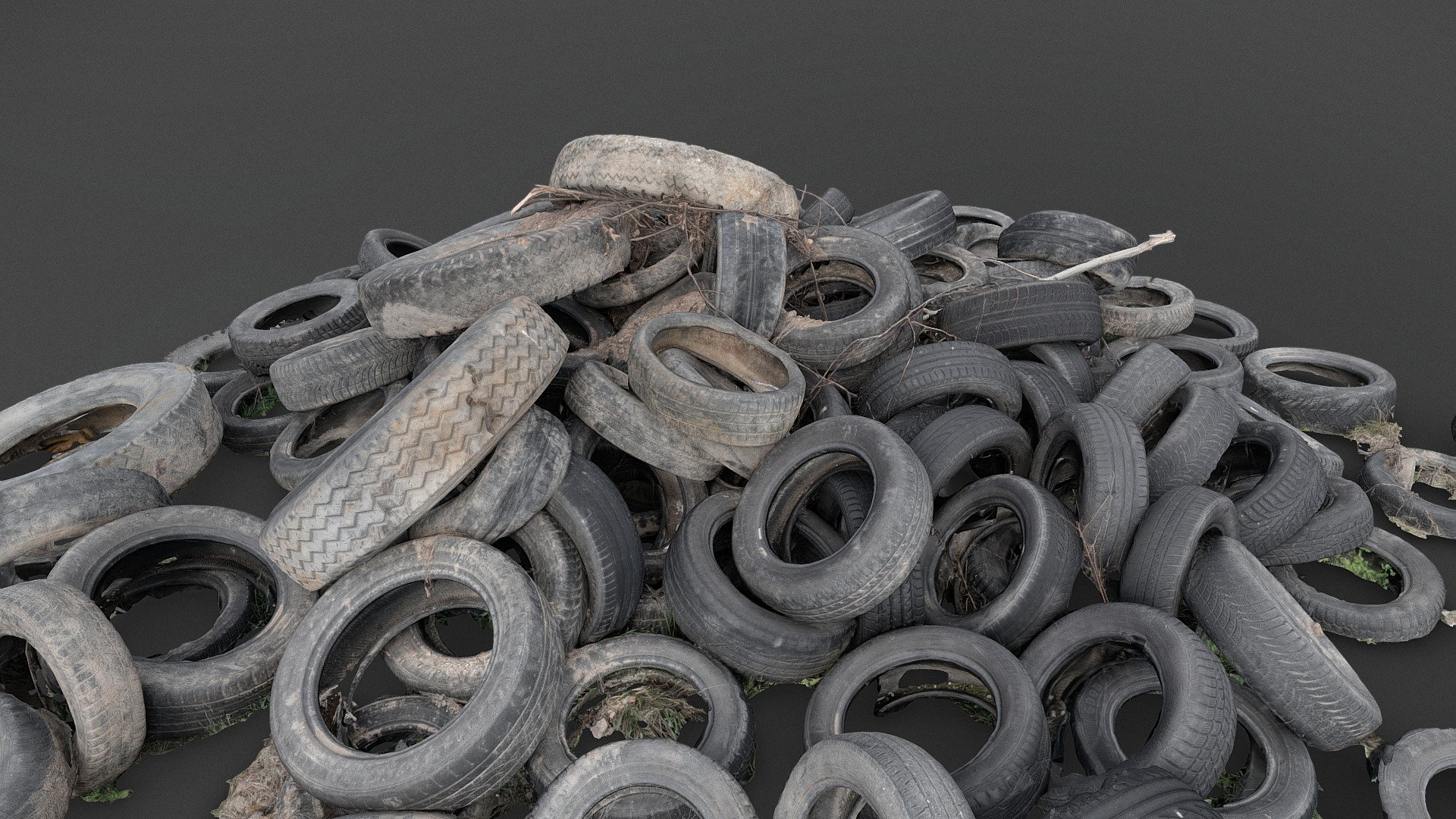 Pile of tyres in mud - Buy Royalty Free 3D model by matousekfoto ...