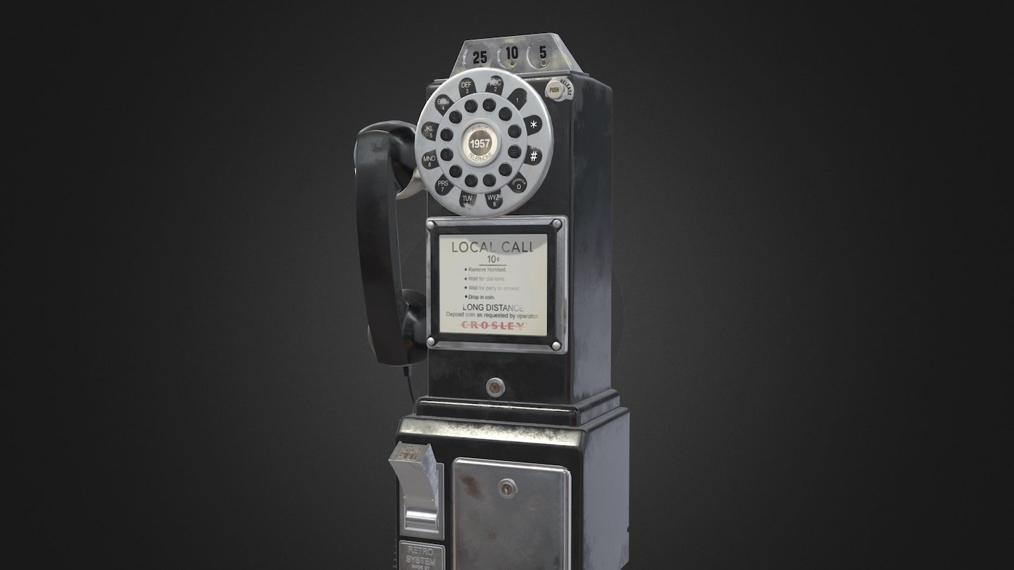 1950's Classic Pay Phone - 3D model by darrickdm94 [55bfb65] - Sketchfab