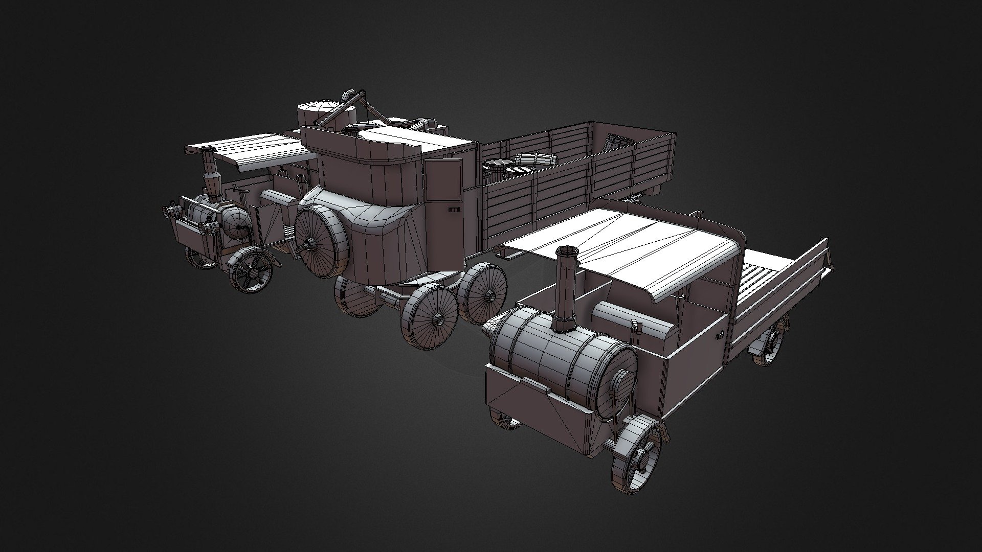 All Steam wagons Without textures - 3D model by YamiSake [55c9fa9 ...