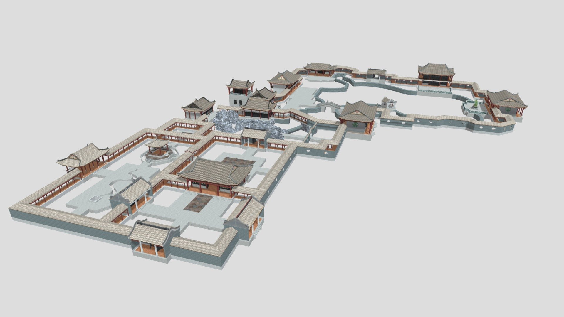 Ancient Chinese courtyard Park - Download Free 3D model by noyou ...