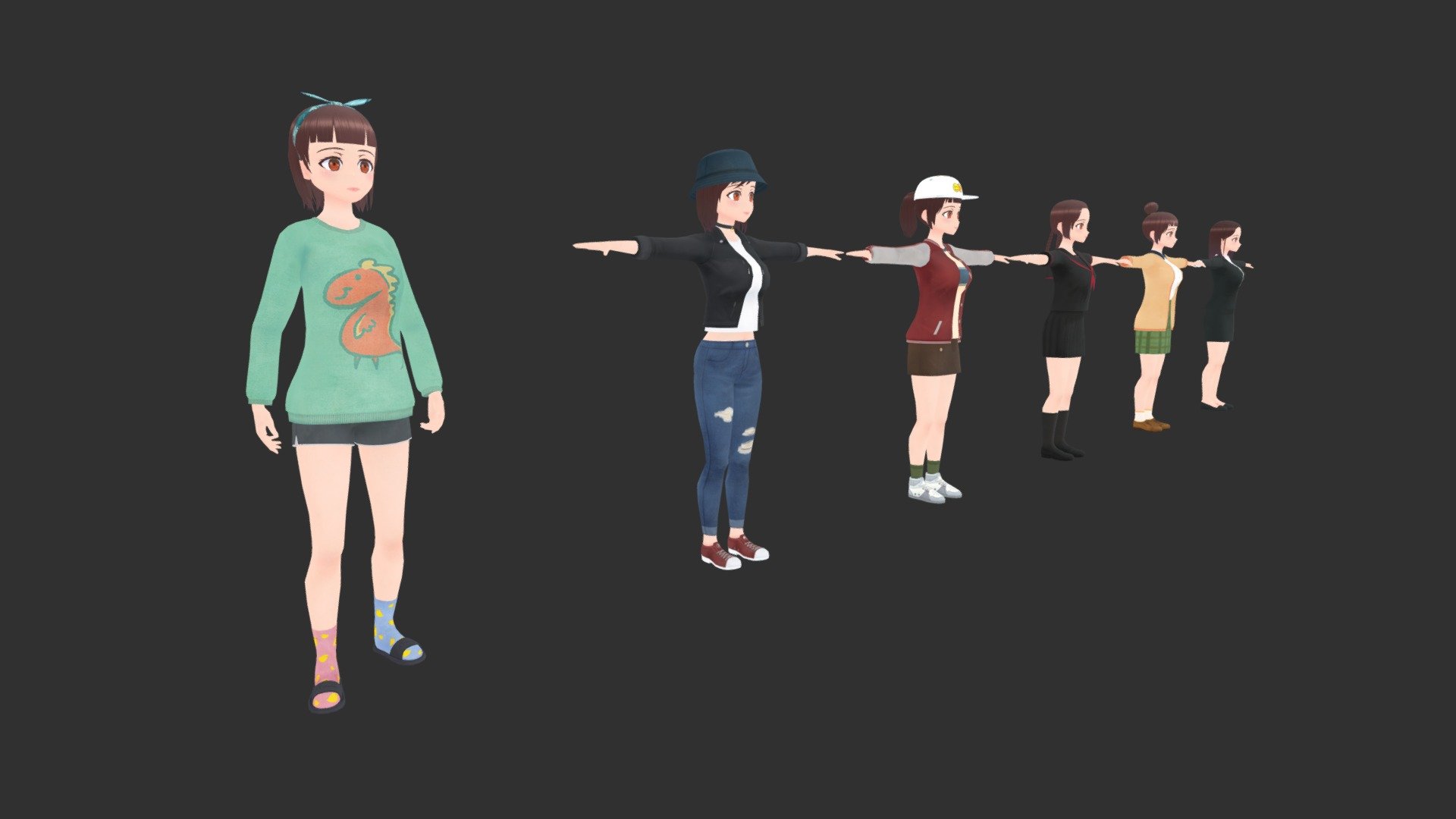 Clothes Switchable Anime Girl - Buy Royalty Free 3D model by JoyTsai ...