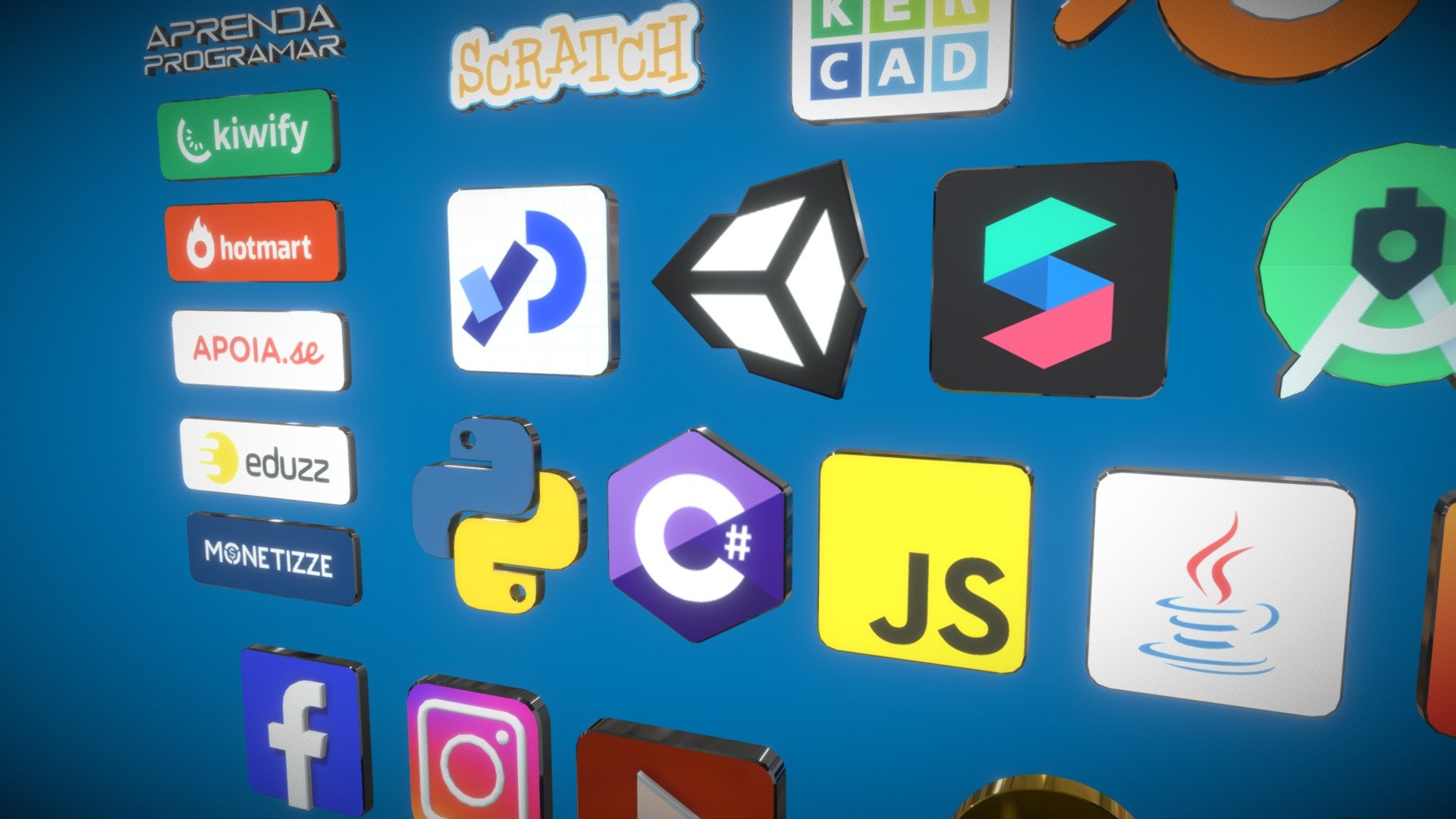 Logotipos 3D - Aprenda Programar - Download Free 3D model by titopetri ...