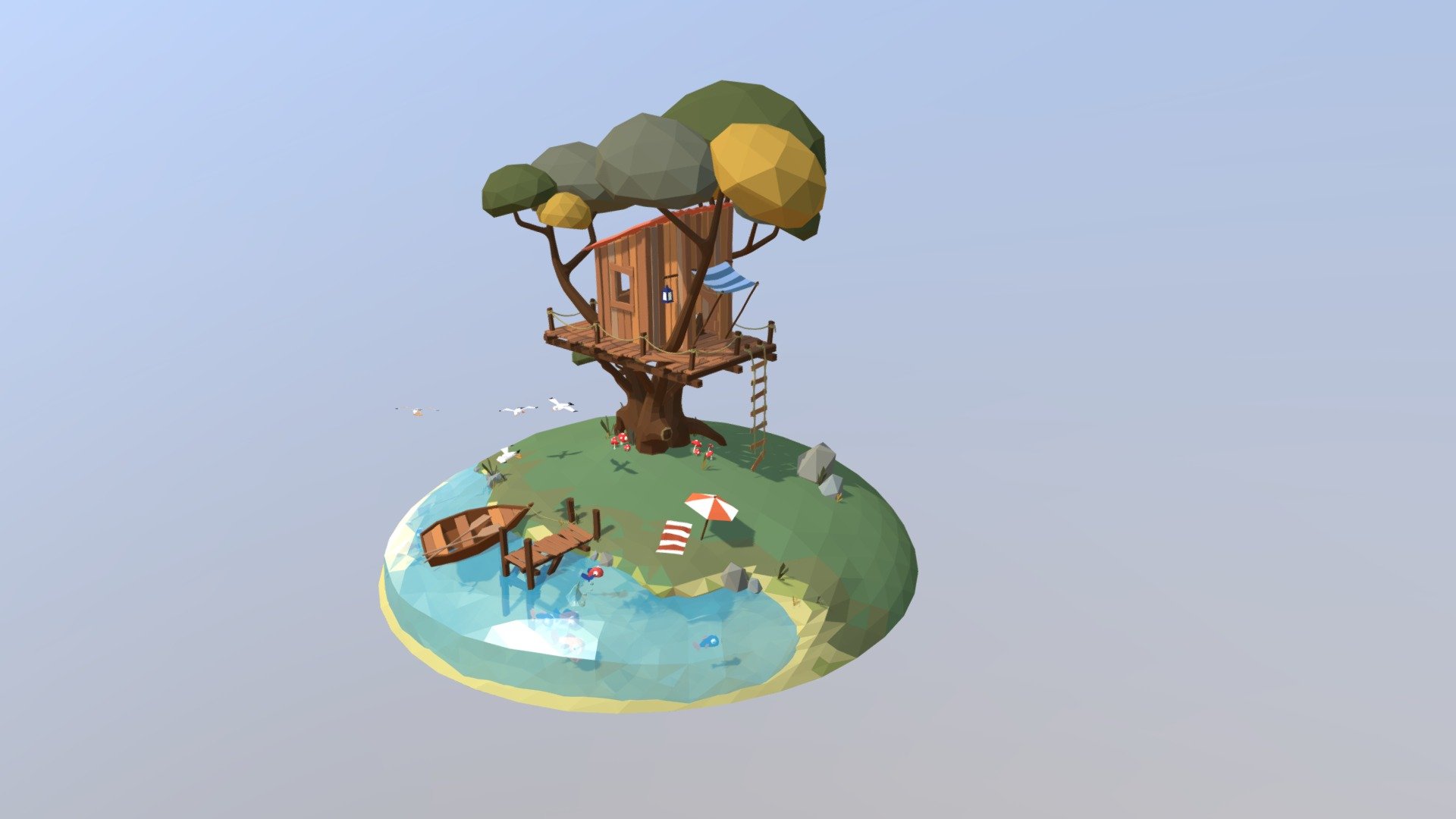 Low Poly Treehouse - 3D model by emresagi [562f473] - Sketchfab