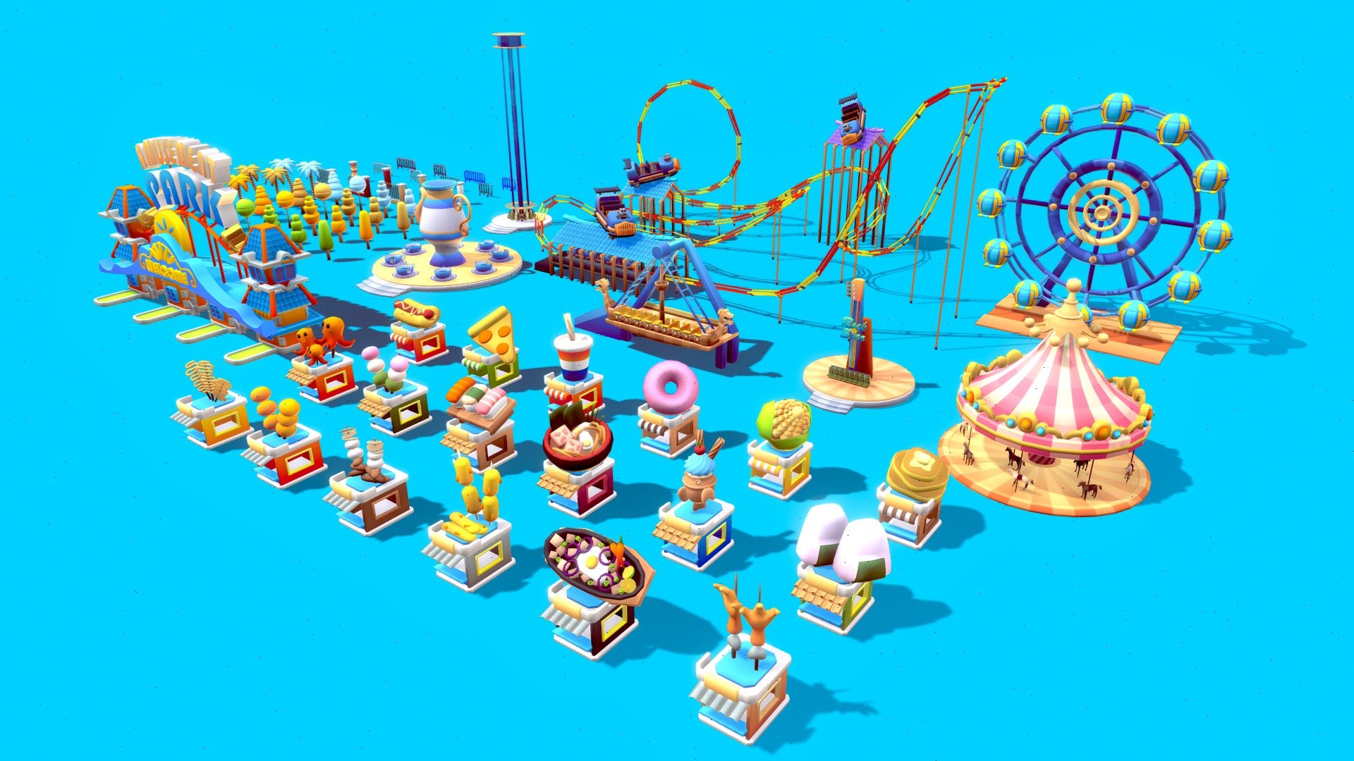 Amusement Park Asset Pack - Buy Royalty Free 3D model by LowPolyBoy ...