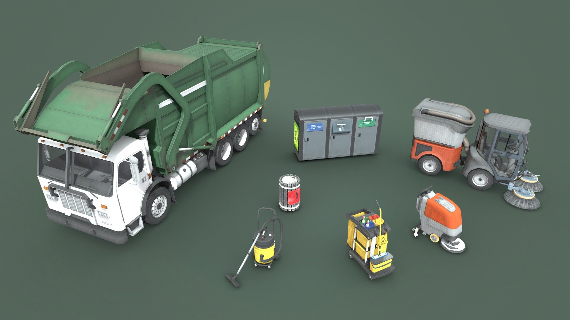 Garbage And Cleaning Assets - Buy Royalty Free 3D model by Rescue3D ...