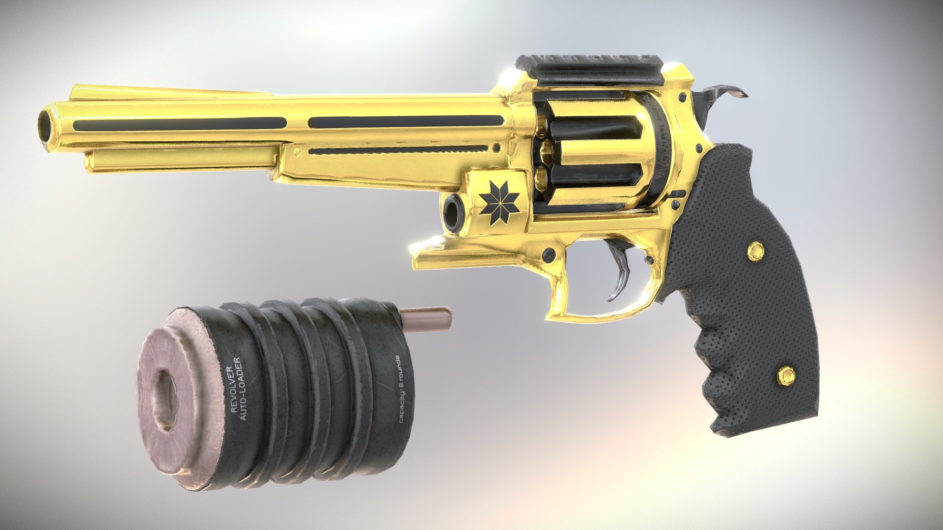 Golden All Star Revolver - 3D model by Oniros [564e521] - Sketchfab