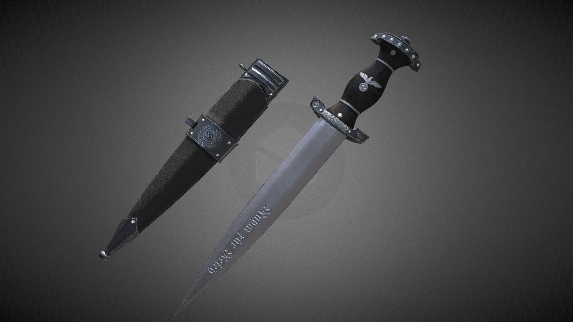 Nazi SS Dagger With Scabbard (SS-Ehrendolch) - Download Free 3D model ...