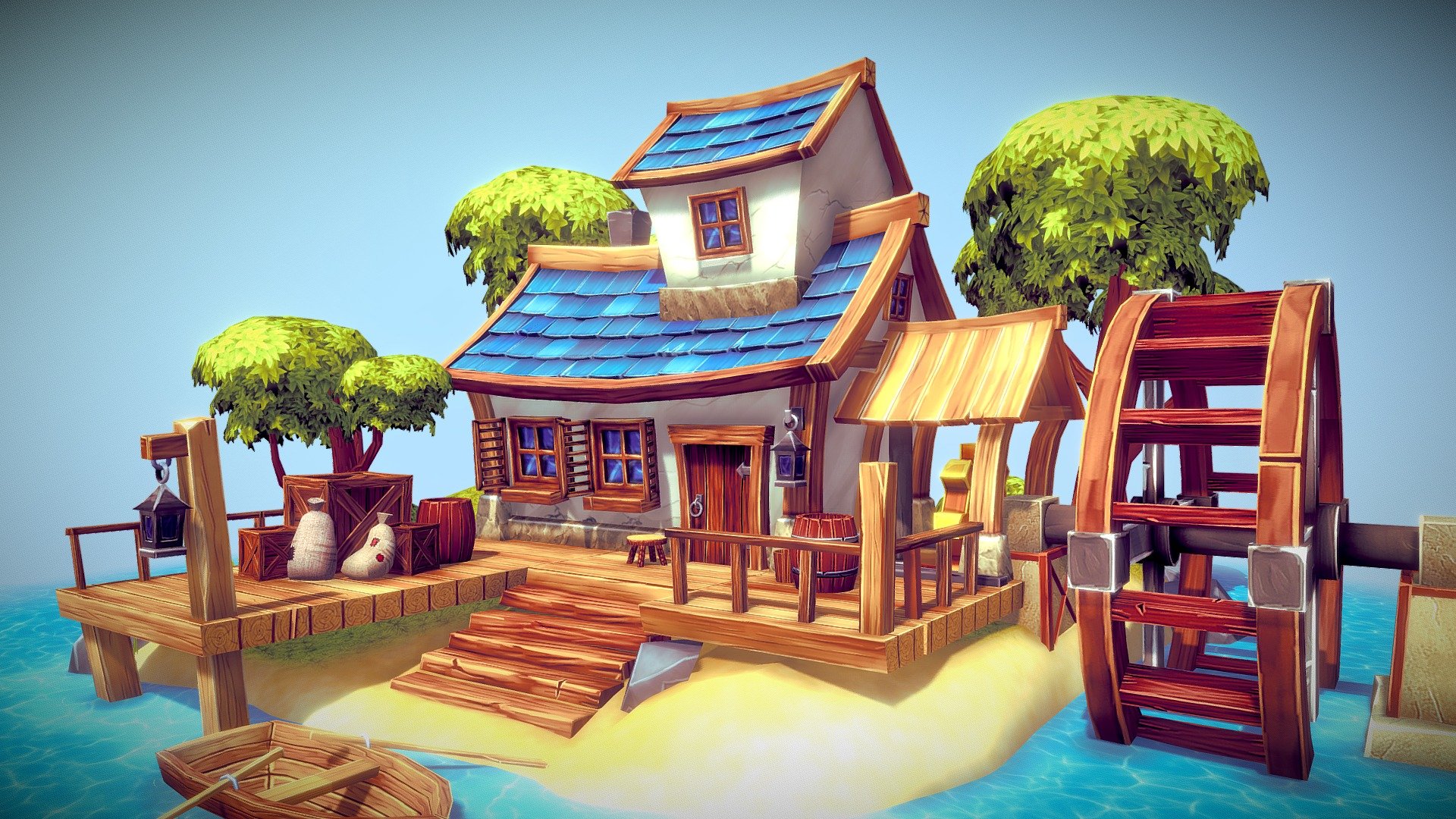 Watermill - 3D model by postie [56606fc] - Sketchfab