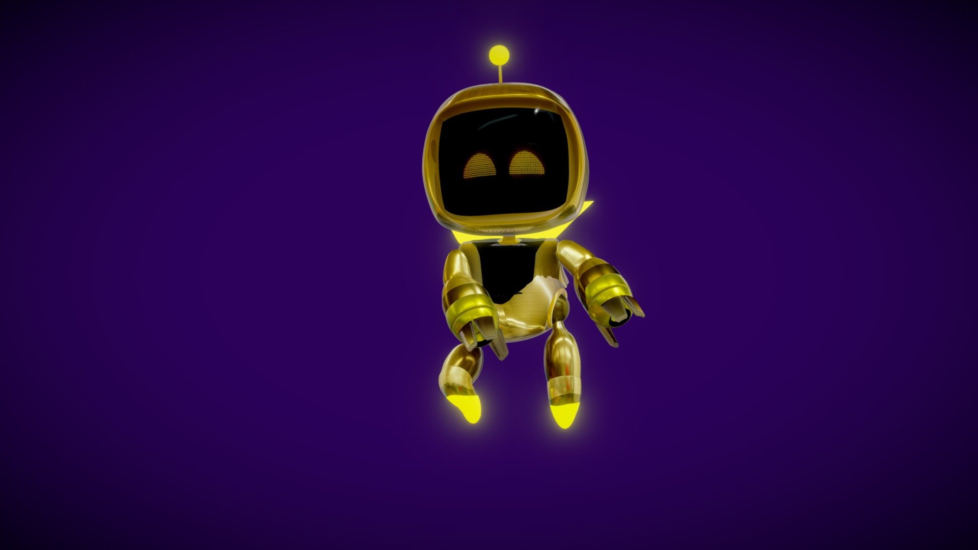 Golden Astro Bot Rig - FBX Model With Animations - 3D model by ...