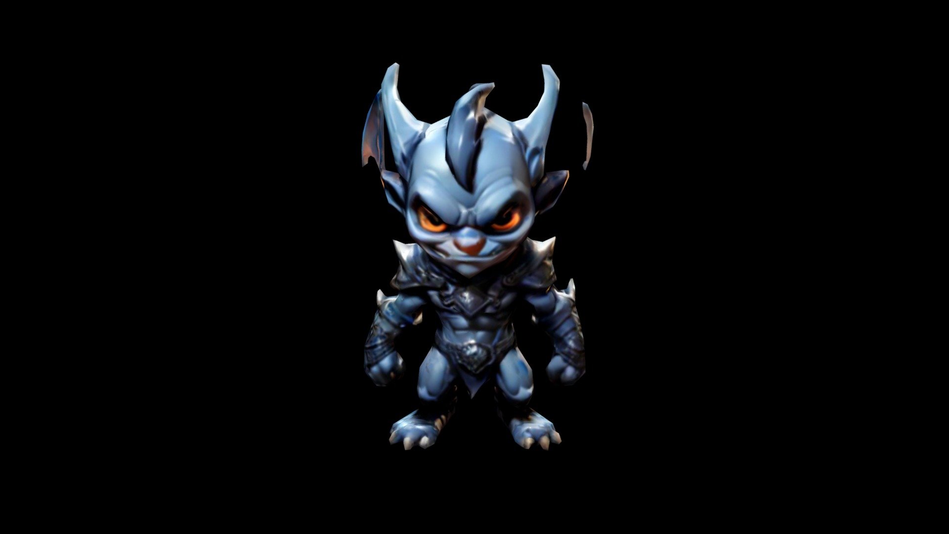 "An Angry Blue Imp with Horns and Wings, Wearing - Download Free 3D ...
