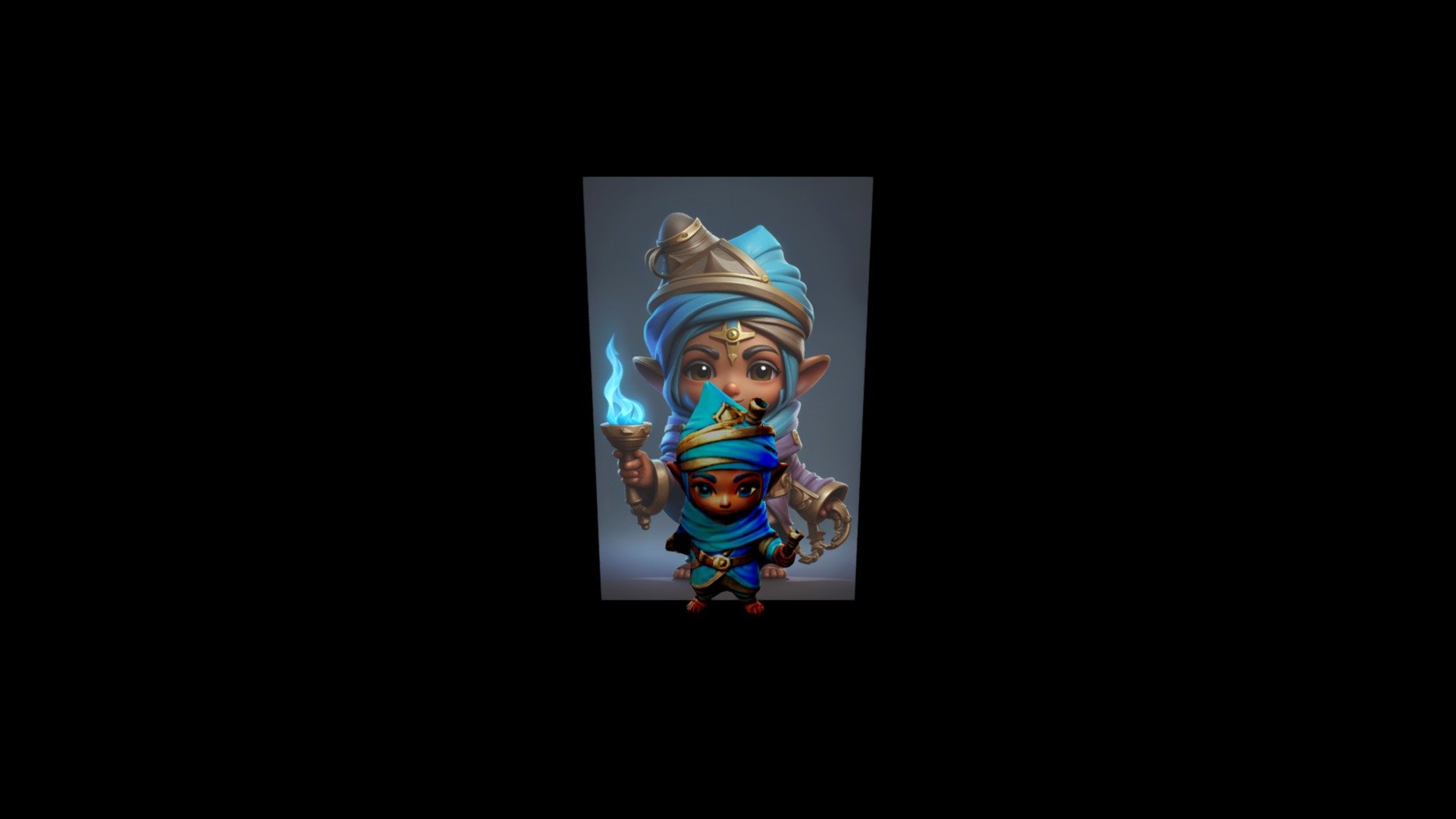 "Chibi-style dwarf holding a blue flame torch" - Download Free 3D model ...