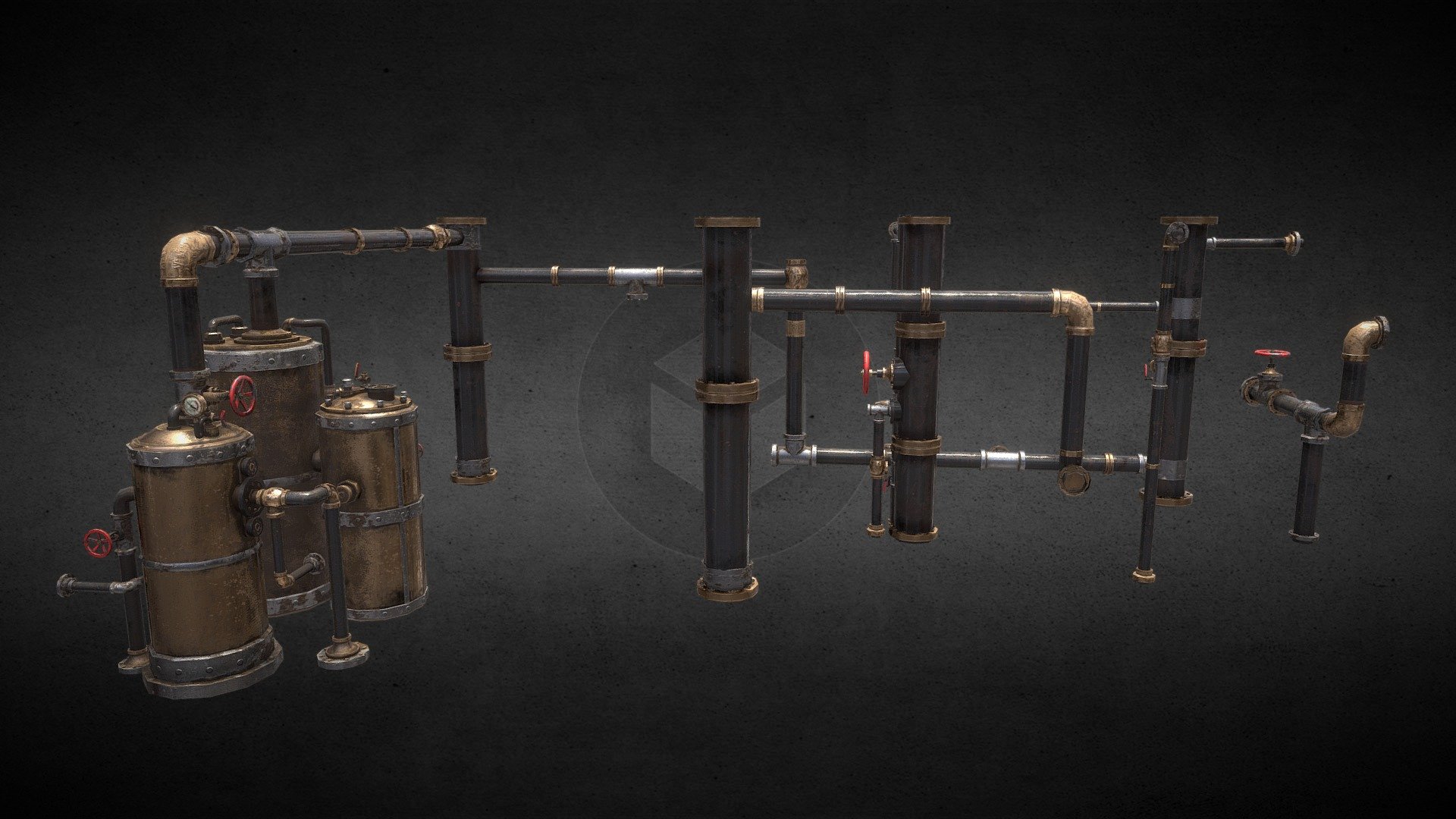 SteamPunk Gas Pipes - 3D model by JCVallejos [568ccb3] - Sketchfab