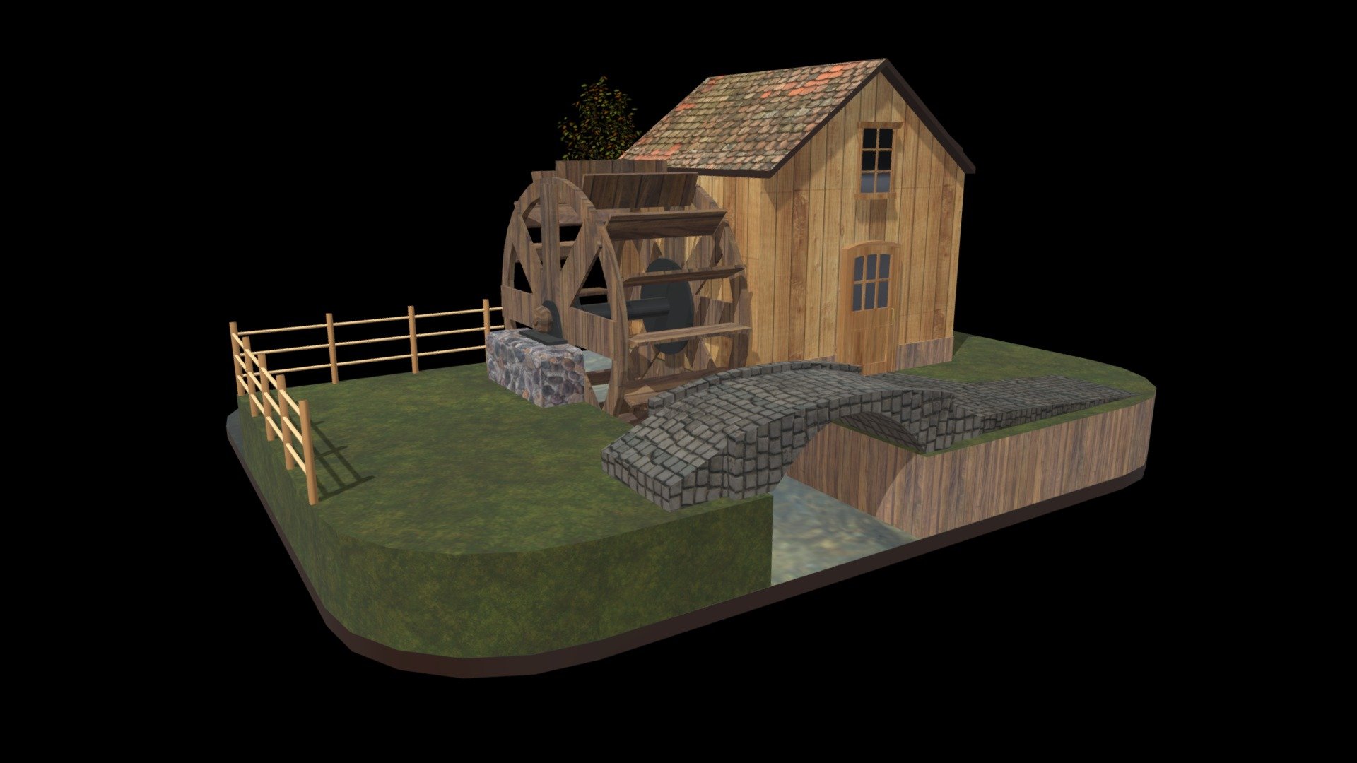 Watermill 09 - 3D model by 3D View (@dimoduk) [56919fd] - Sketchfab